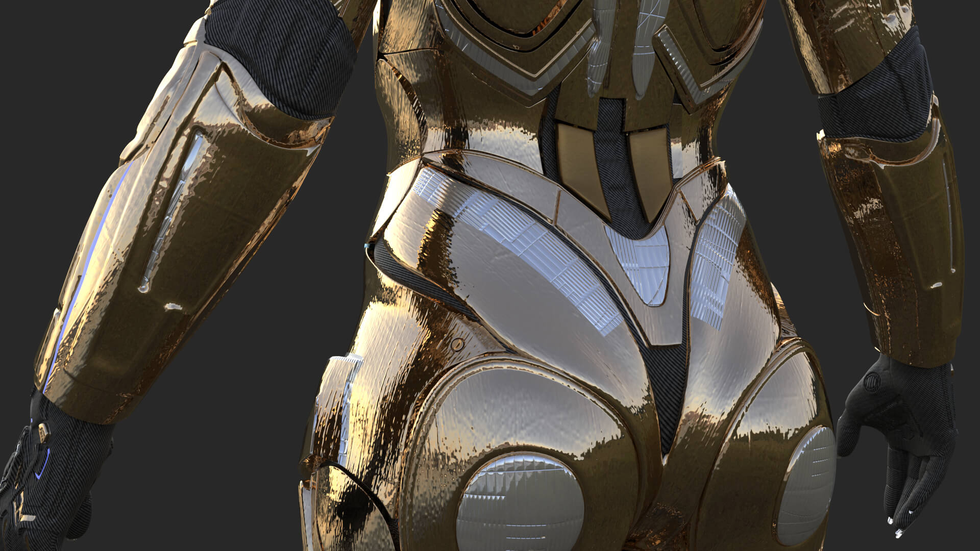 Cyborg Woman Gold - 3D Model by Mak21