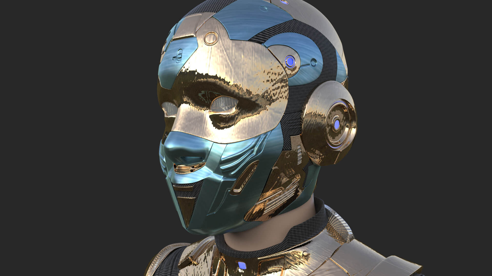 Cyborg Woman Gold - 3D Model by Mak21