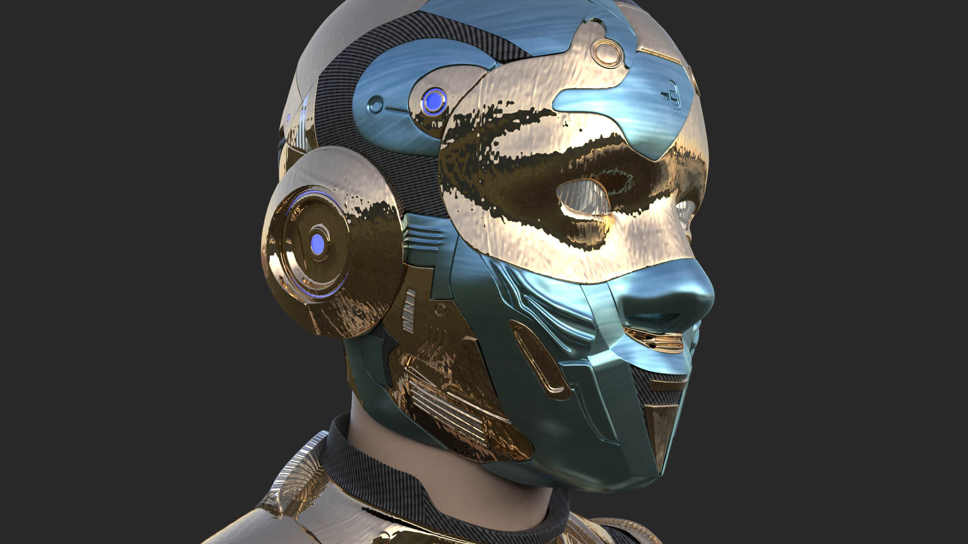 Cyborg Woman Gold - 3D Model by Mak21