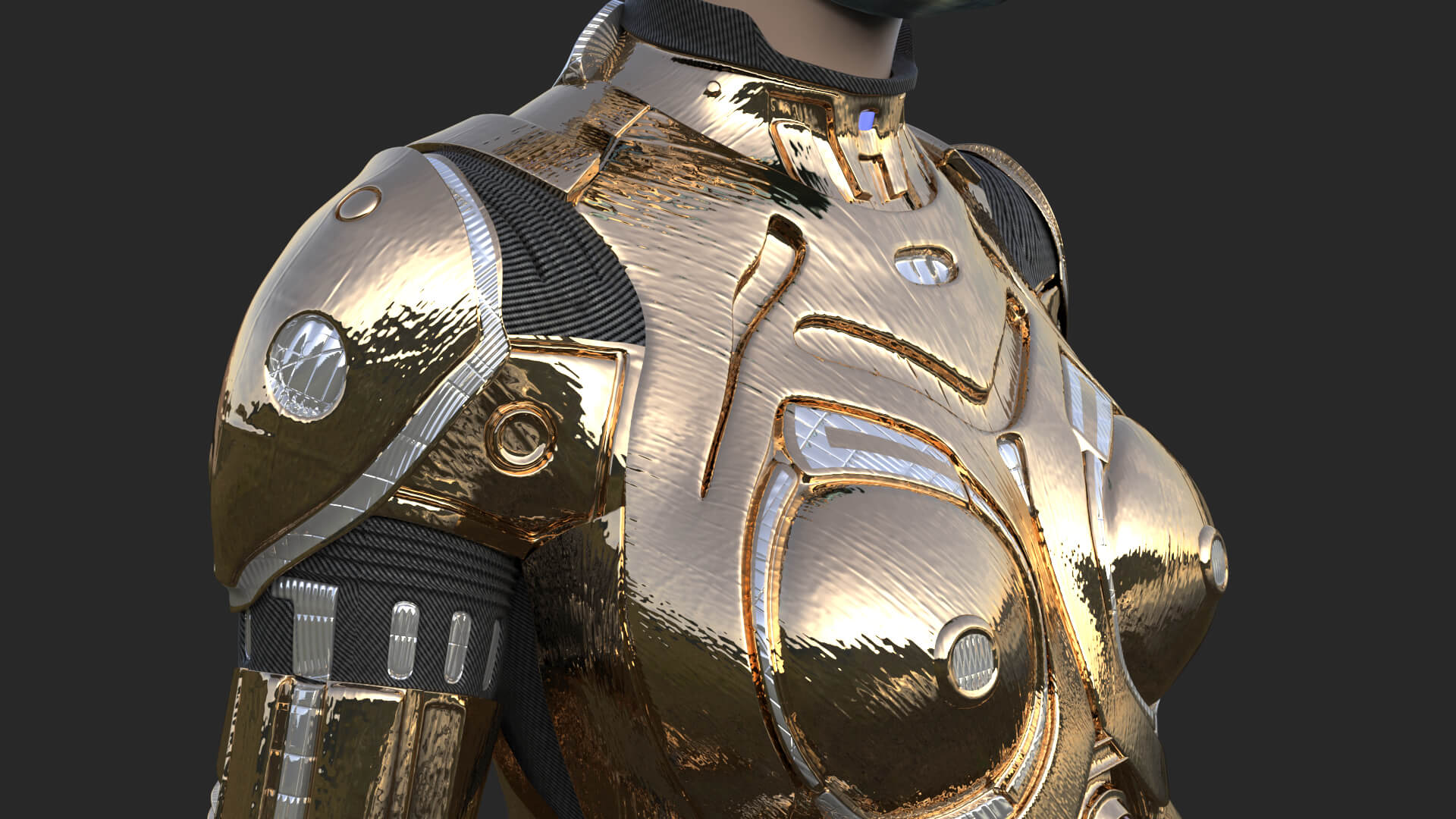 Cyborg Woman Gold - 3D Model by Mak21