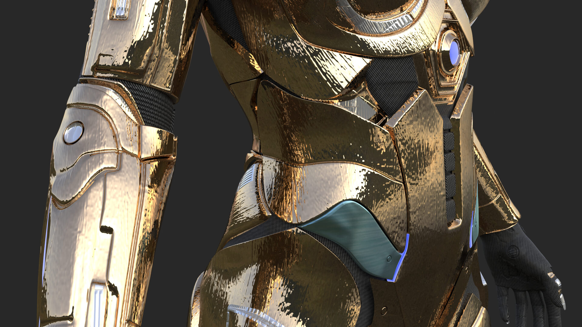 Cyborg Woman Gold - 3D Model by Mak21