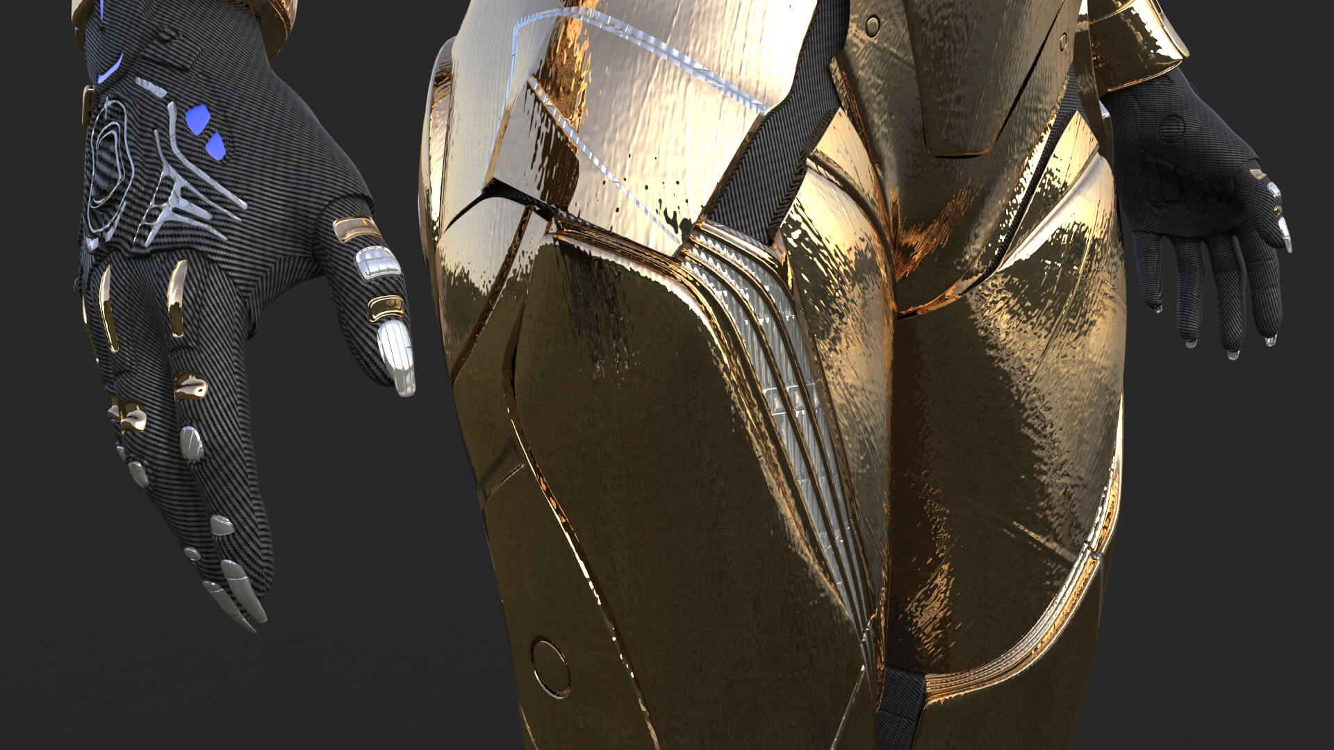 Cyborg Woman Gold - 3D Model by Mak21