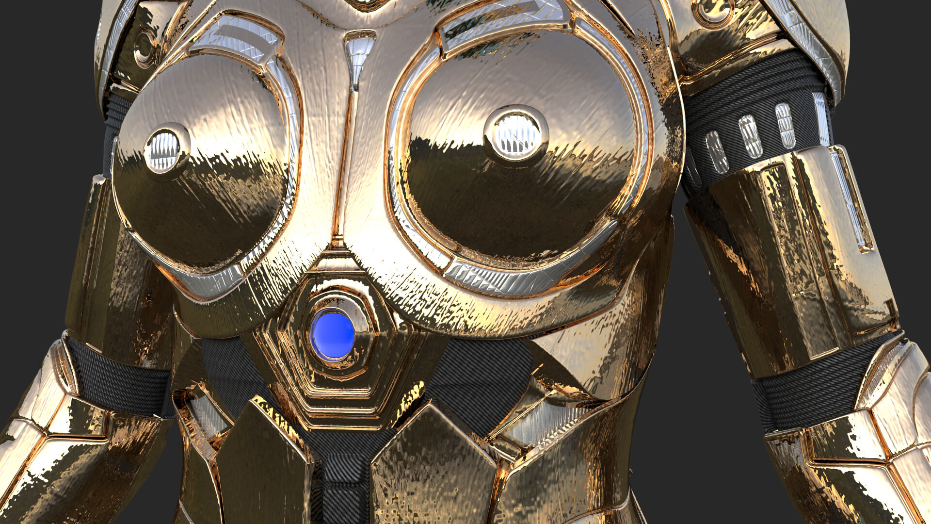 Cyborg Woman Gold - 3D Model by Mak21