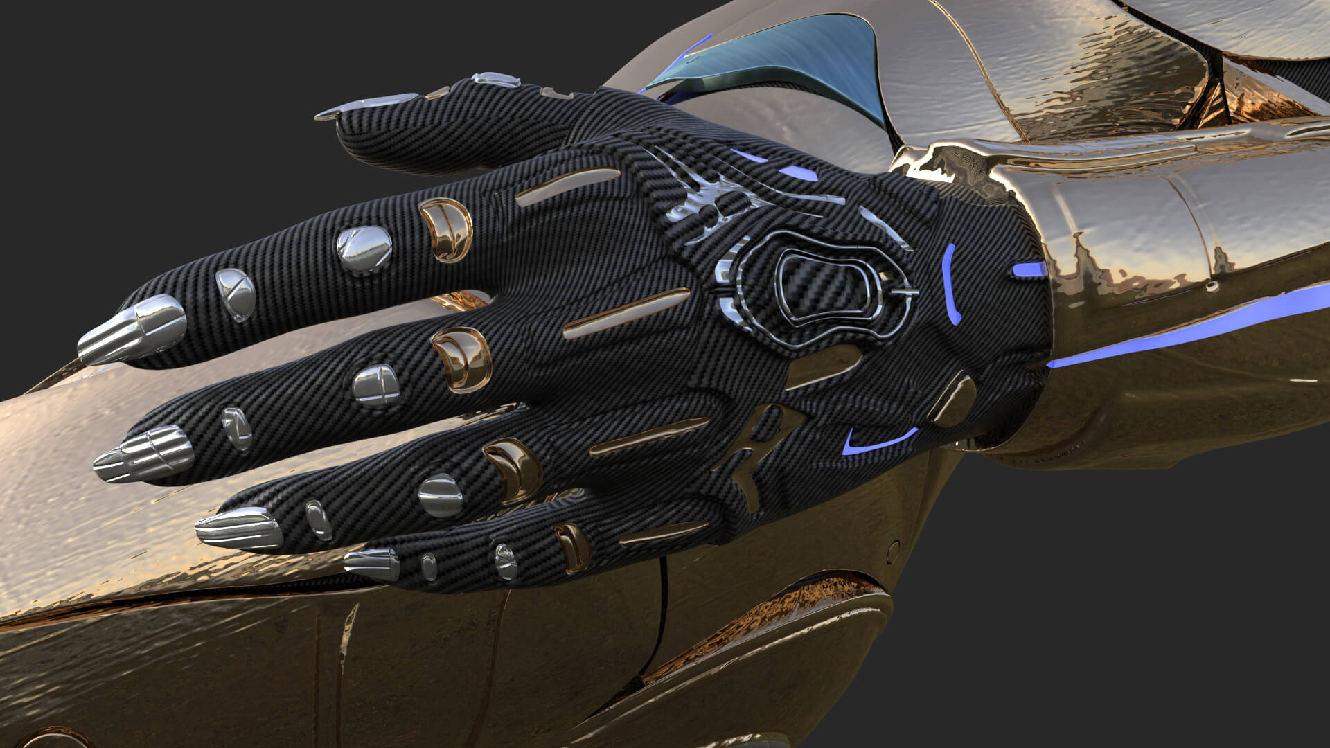 Cyborg Woman Gold - 3D Model by Mak21