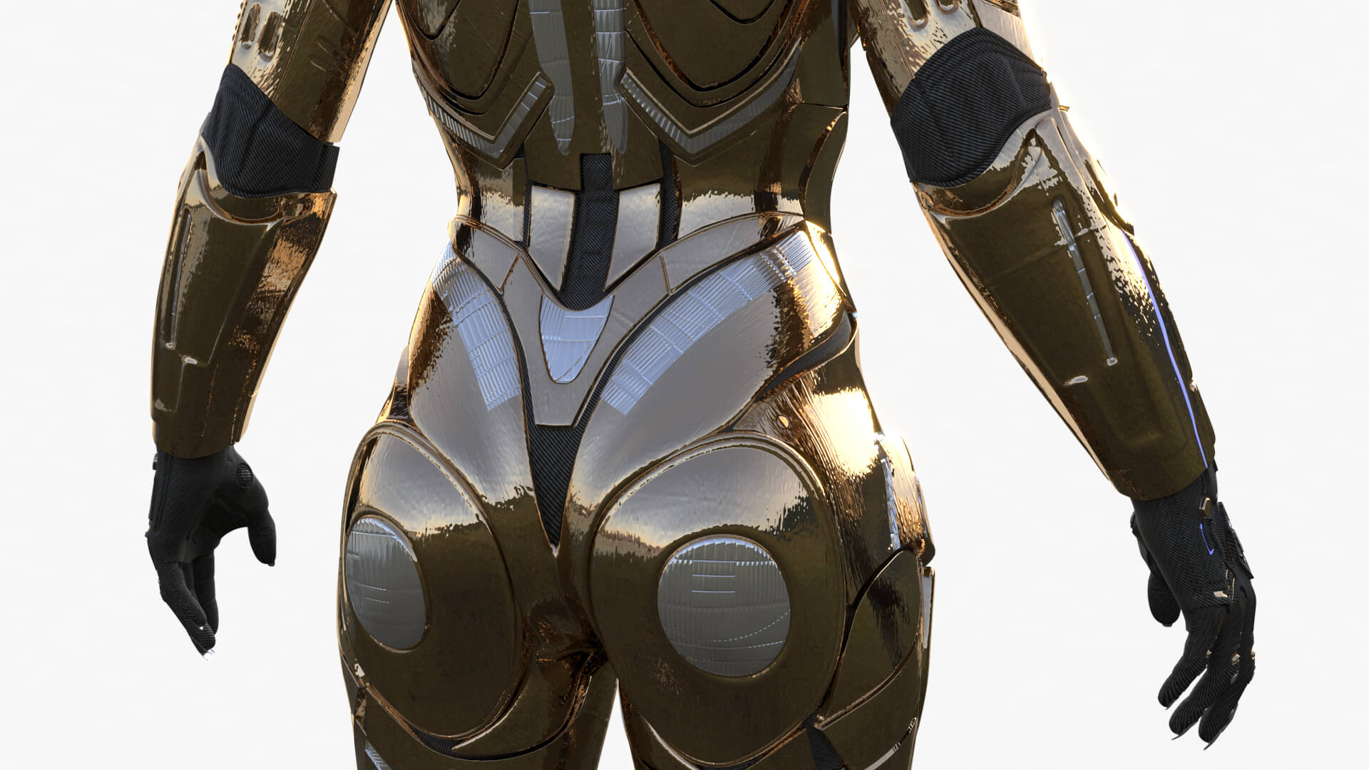 Cyborg Woman Gold - 3D Model by Mak21