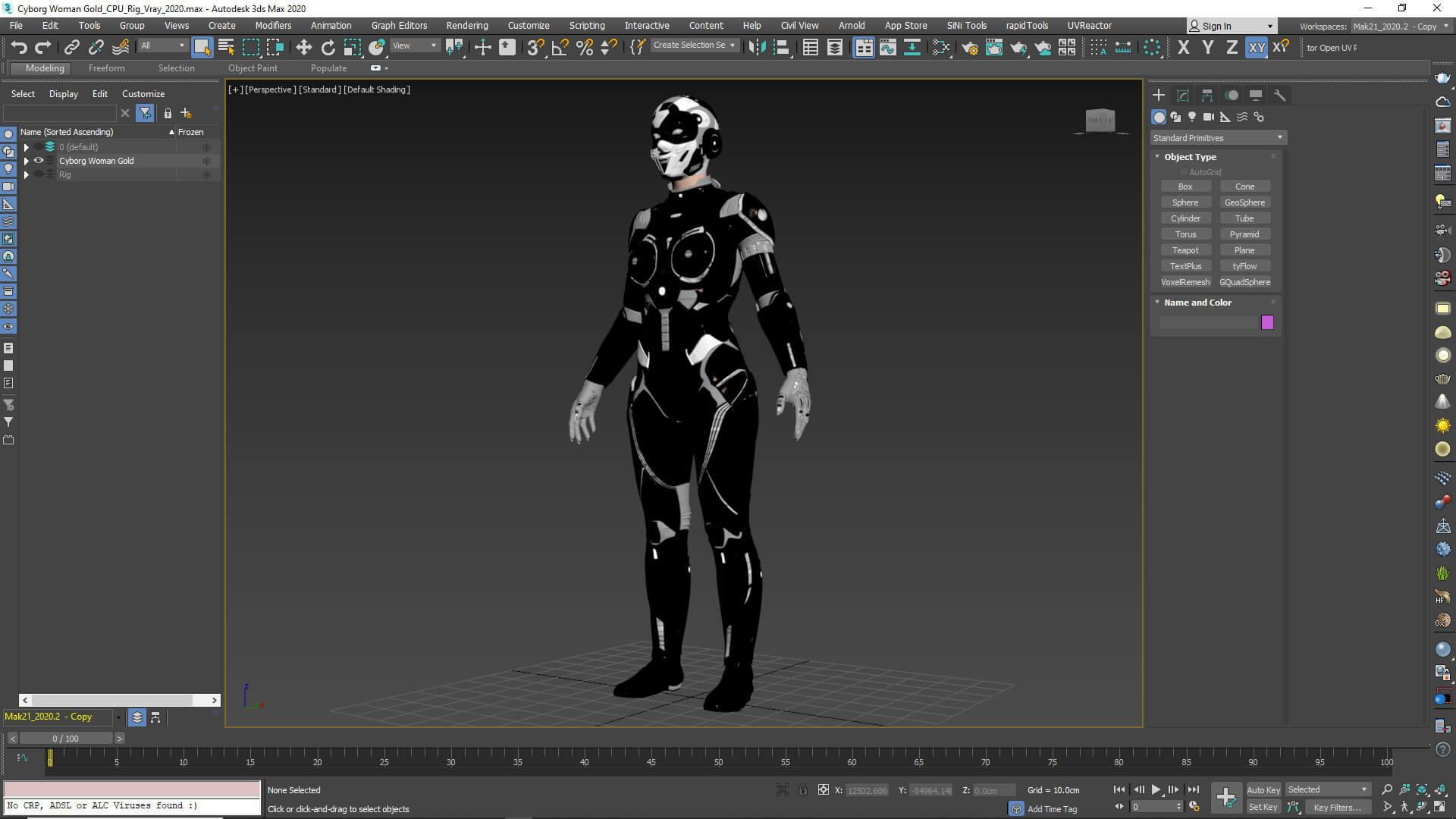 Cyborg Woman Gold - 3D Model by Mak21