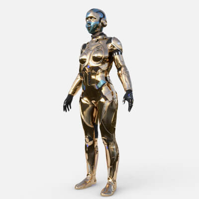Cyborg Woman Gold - 3D Model by Mak21