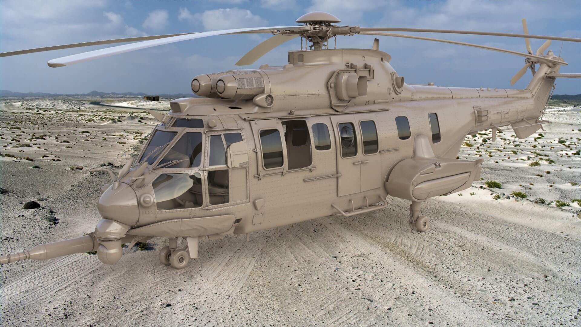 Eurocopter EC 725 Clay (V-Ray) 3D Model by Mak21