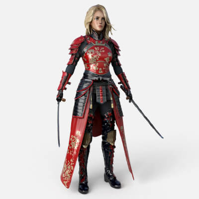 Girl Samurai High Detail - 3D Model by Mak21