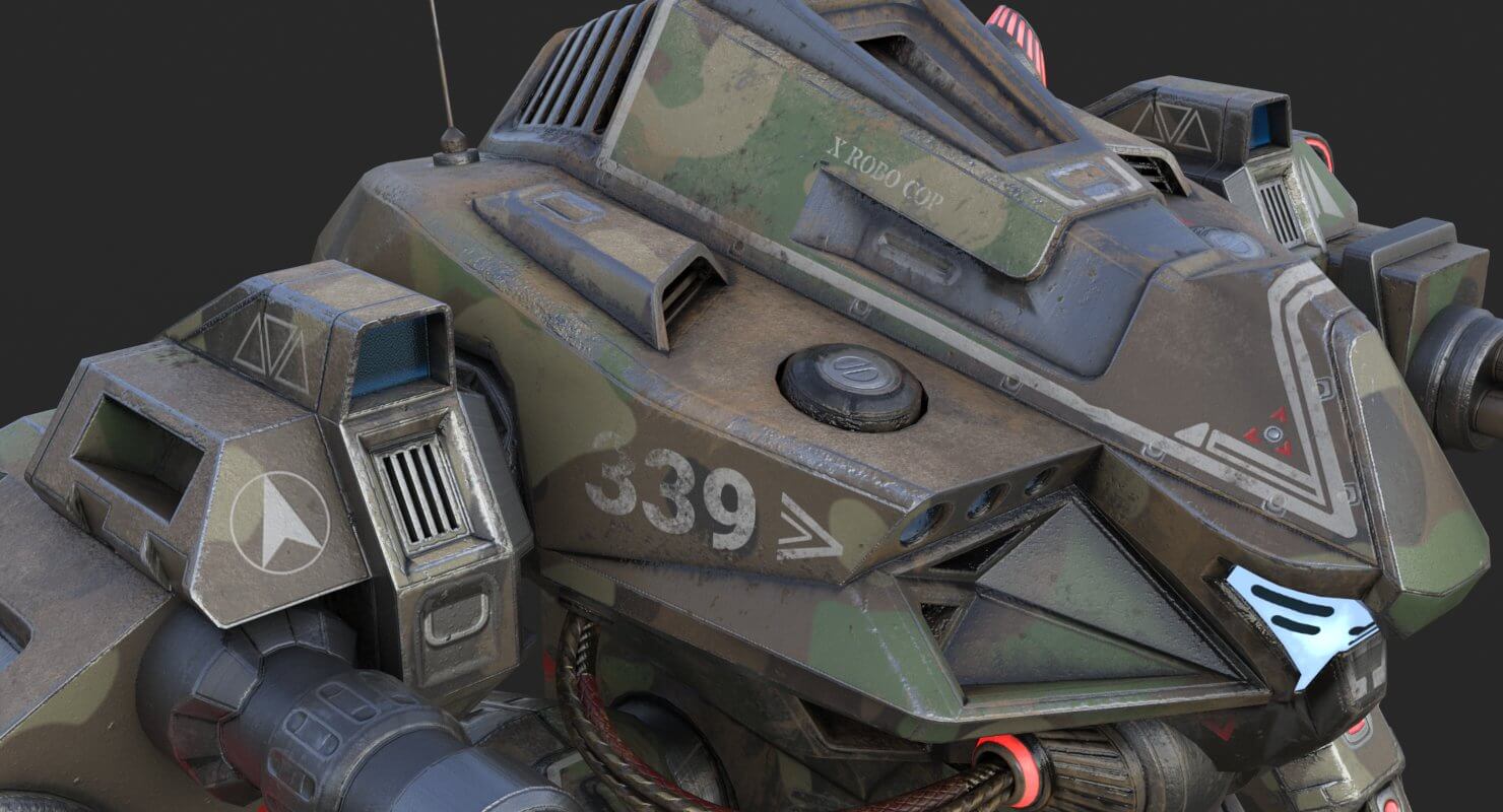 Mecha Robo Cop Camouflage (V-Ray) 3D Model by Mak21
