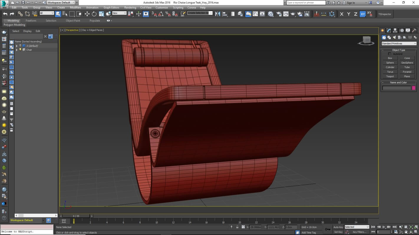Rio Chaise Lounge Teak V-Ray 3D Model by Mak21
