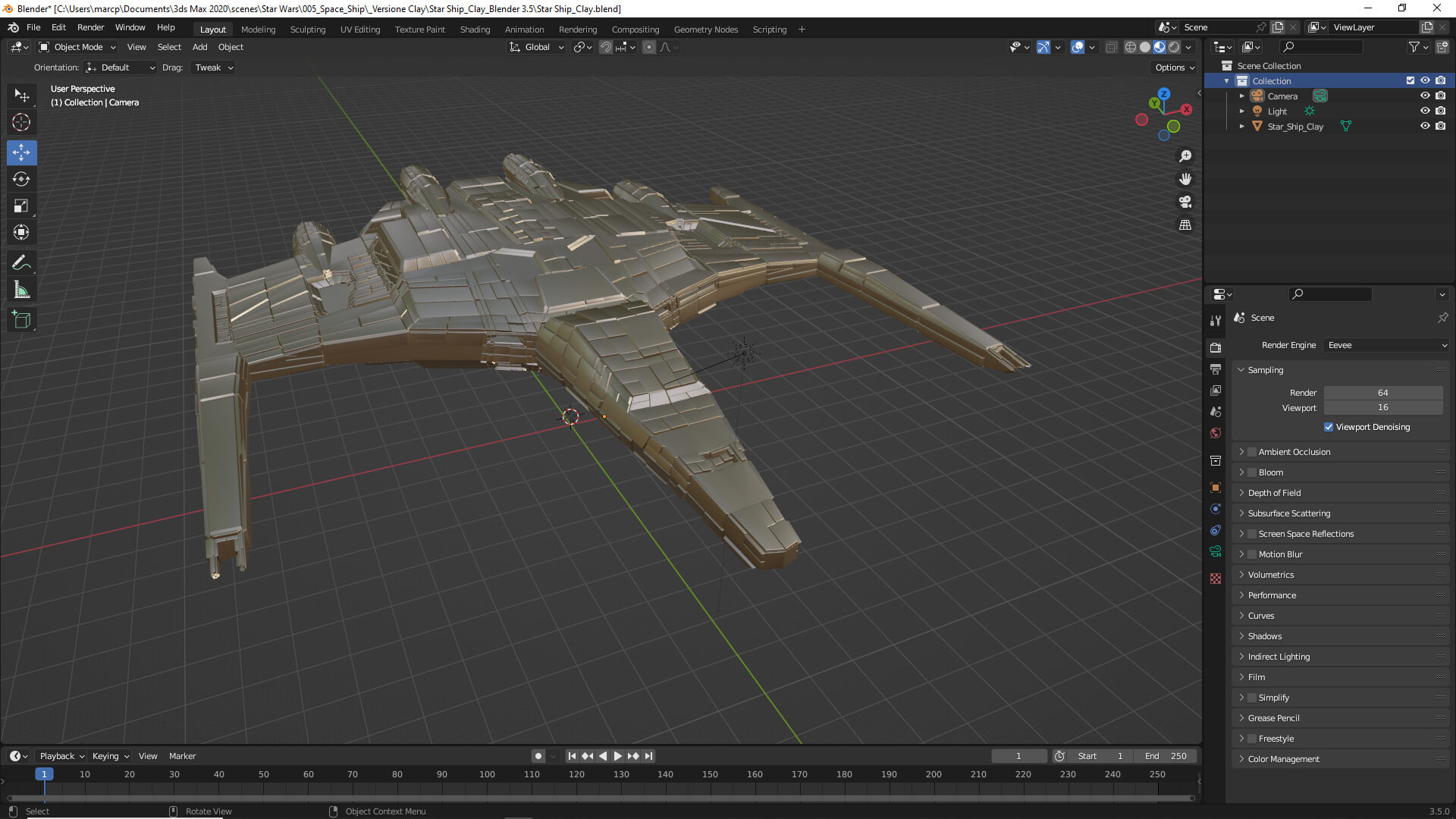 Star Ship Clay 3D Model by Mak21