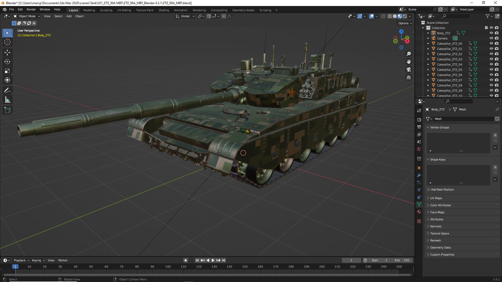 Tank China Type Ztz 99A Mtb (V-Ray) 3D Model by Mak21