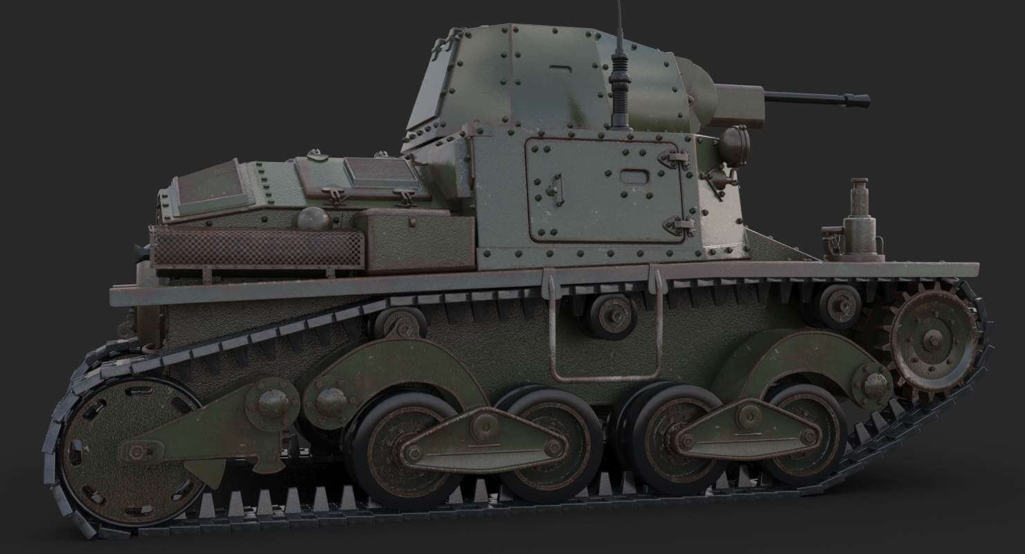 Tank L6 40 Green Ansaldo Fiat Italian (Mental Ray) - 3D Model by Mak21