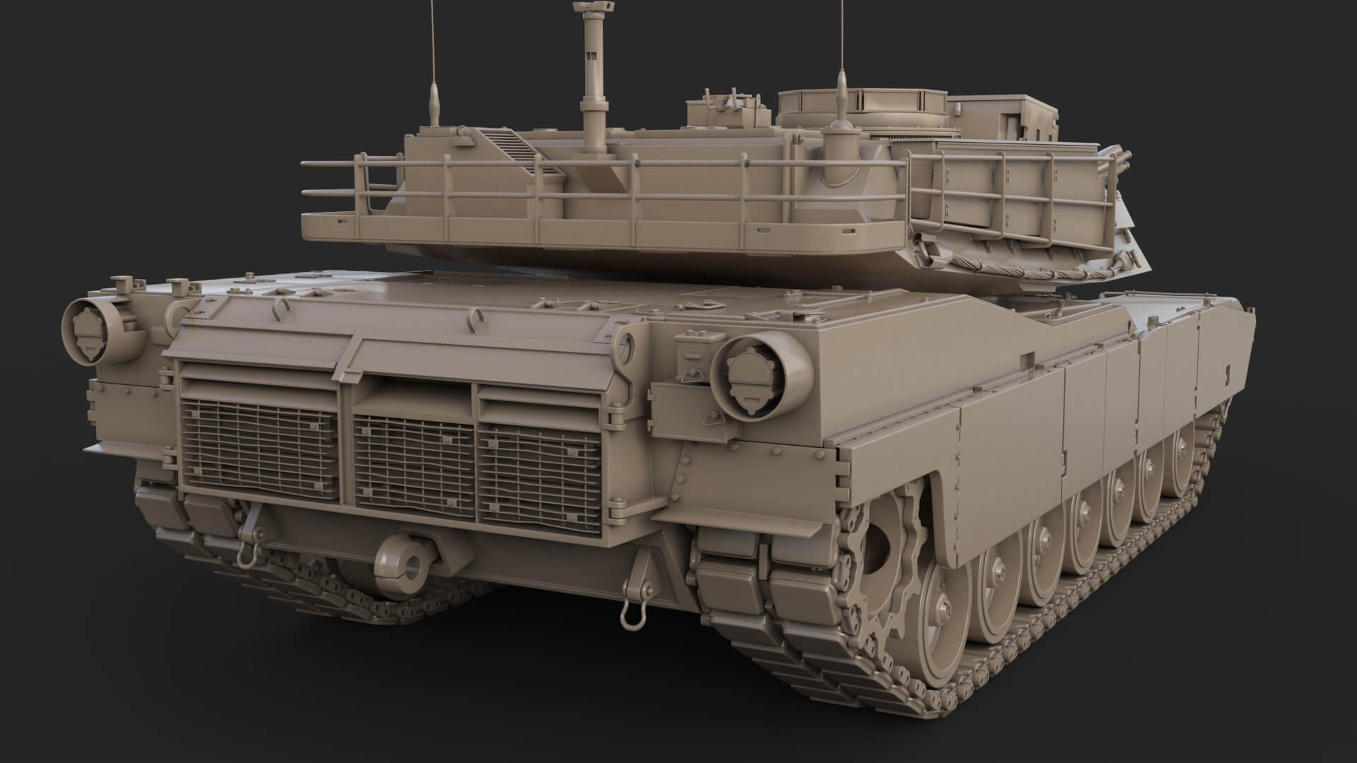 Tank M1 Abrams Clay - 3D Model by Mak21