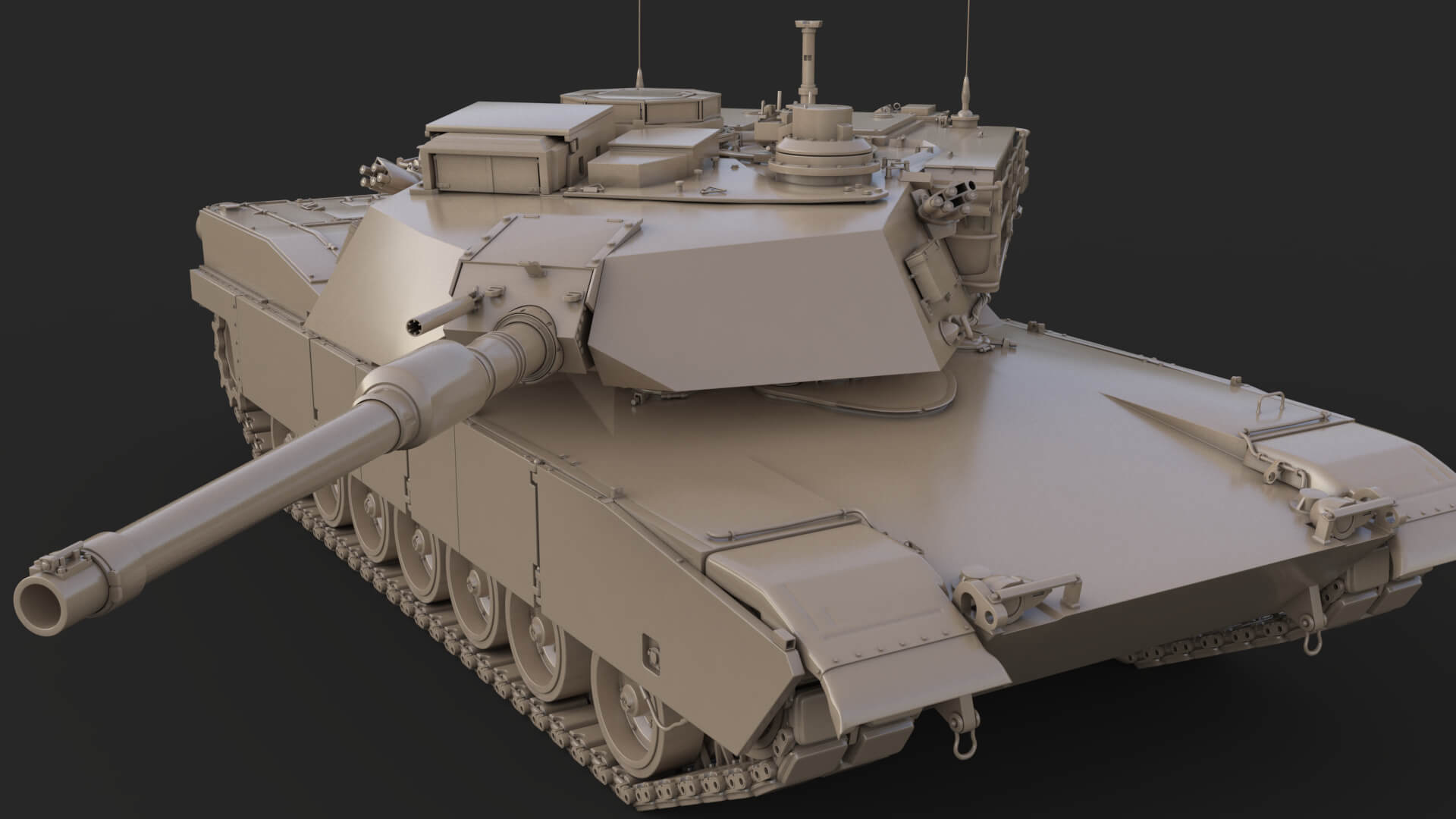 Tank M1 Abrams Clay - 3D Model by Mak21