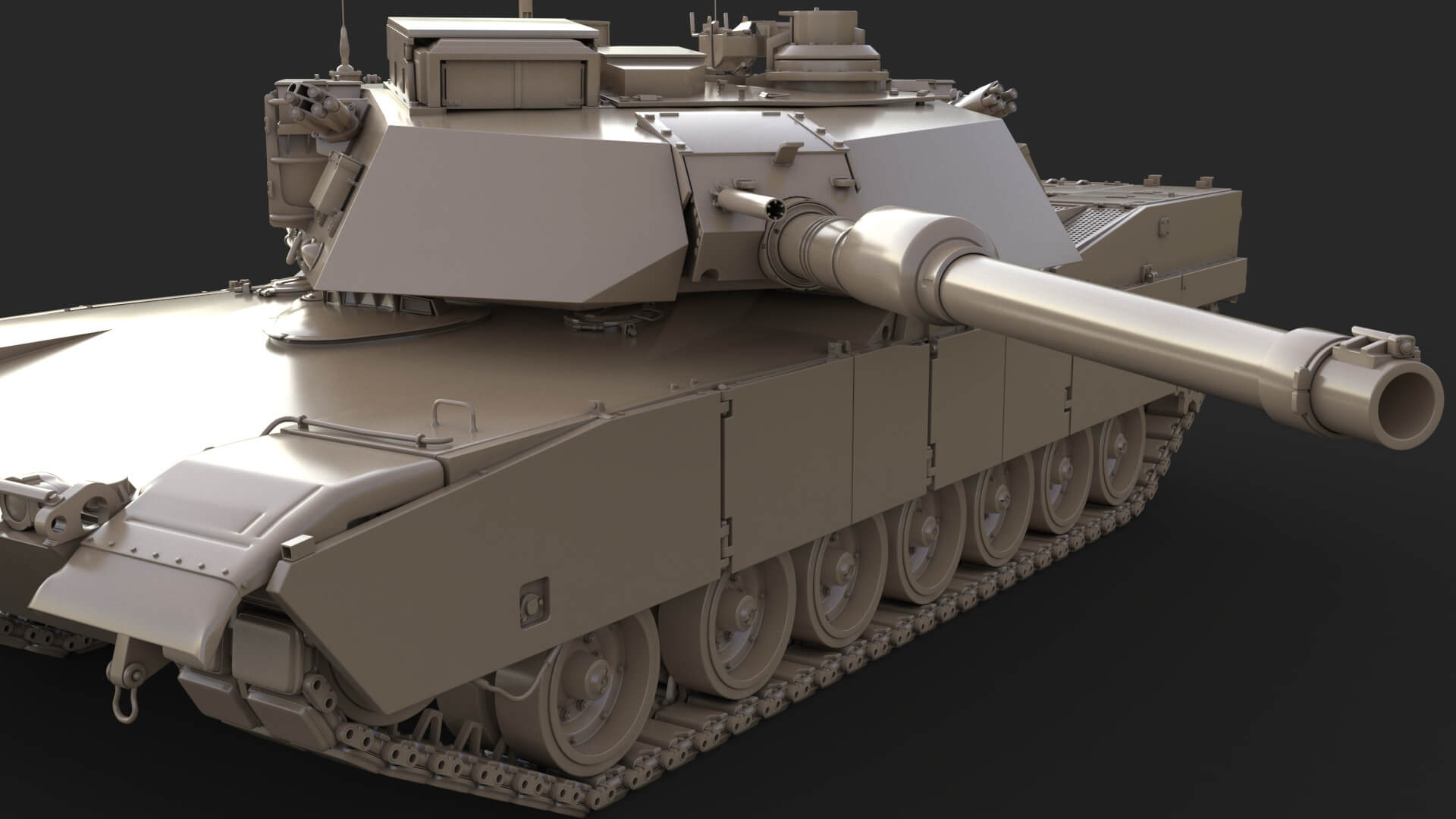 Tank M1 Abrams Clay - 3D Model by Mak21