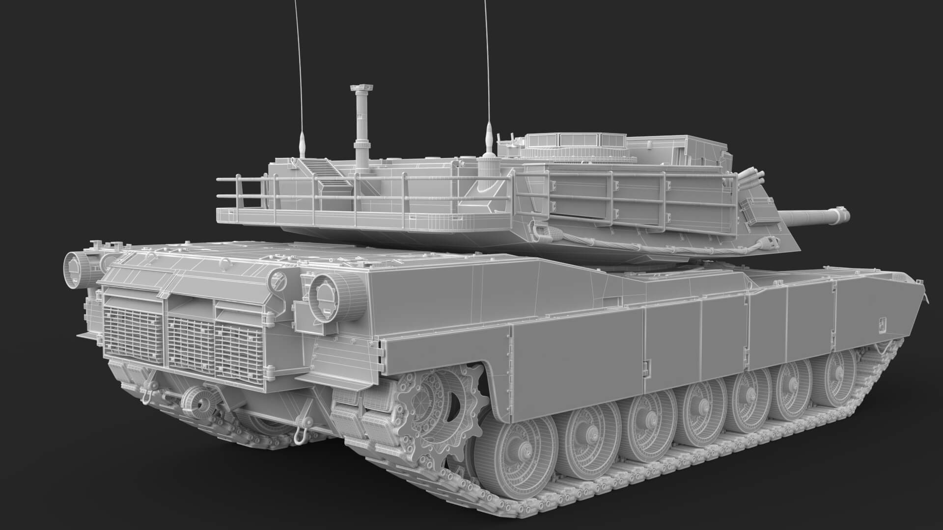 Tank M1 Abrams Clay - 3D Model by Mak21