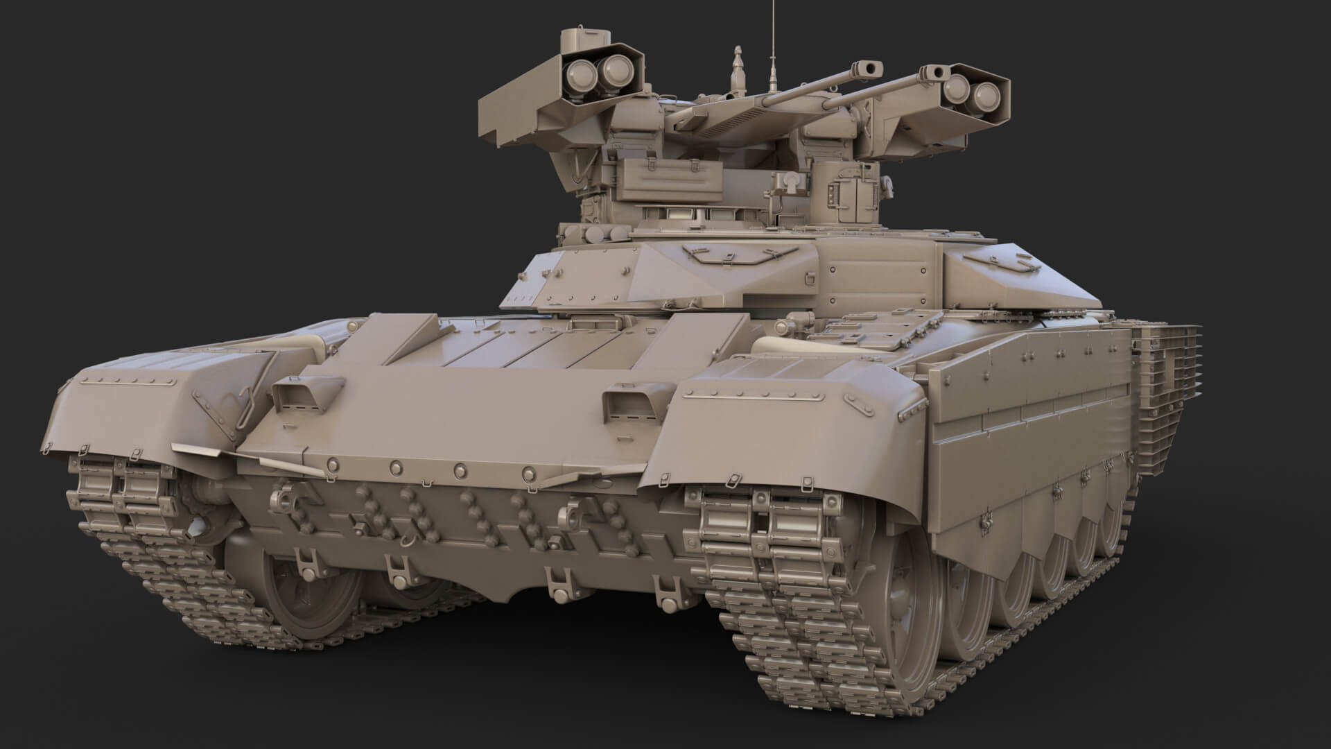 Tank Terminator Bmpt 72 Clay - 3D Model by Mak21