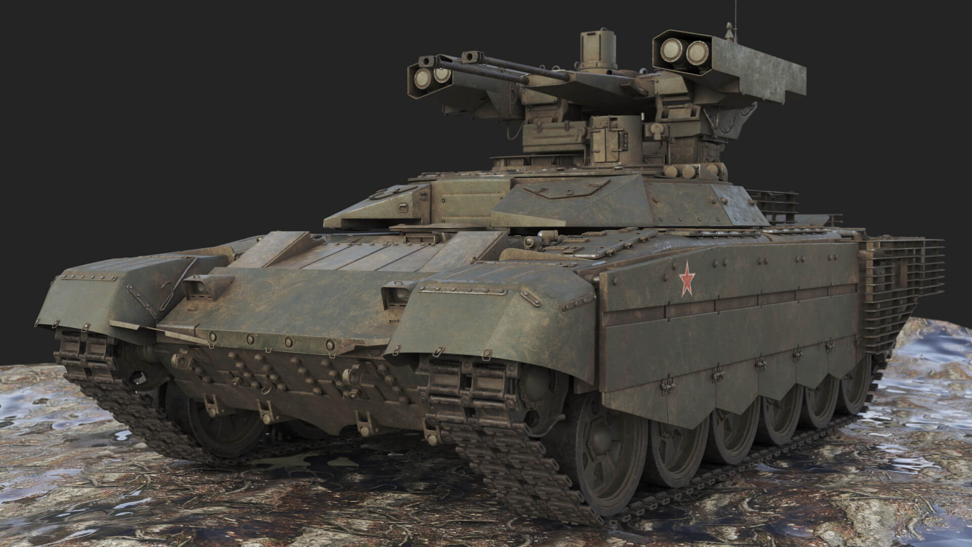 Tank Terminator Bmp 72 Green Dirty 3D Desktop HD Wallpaper