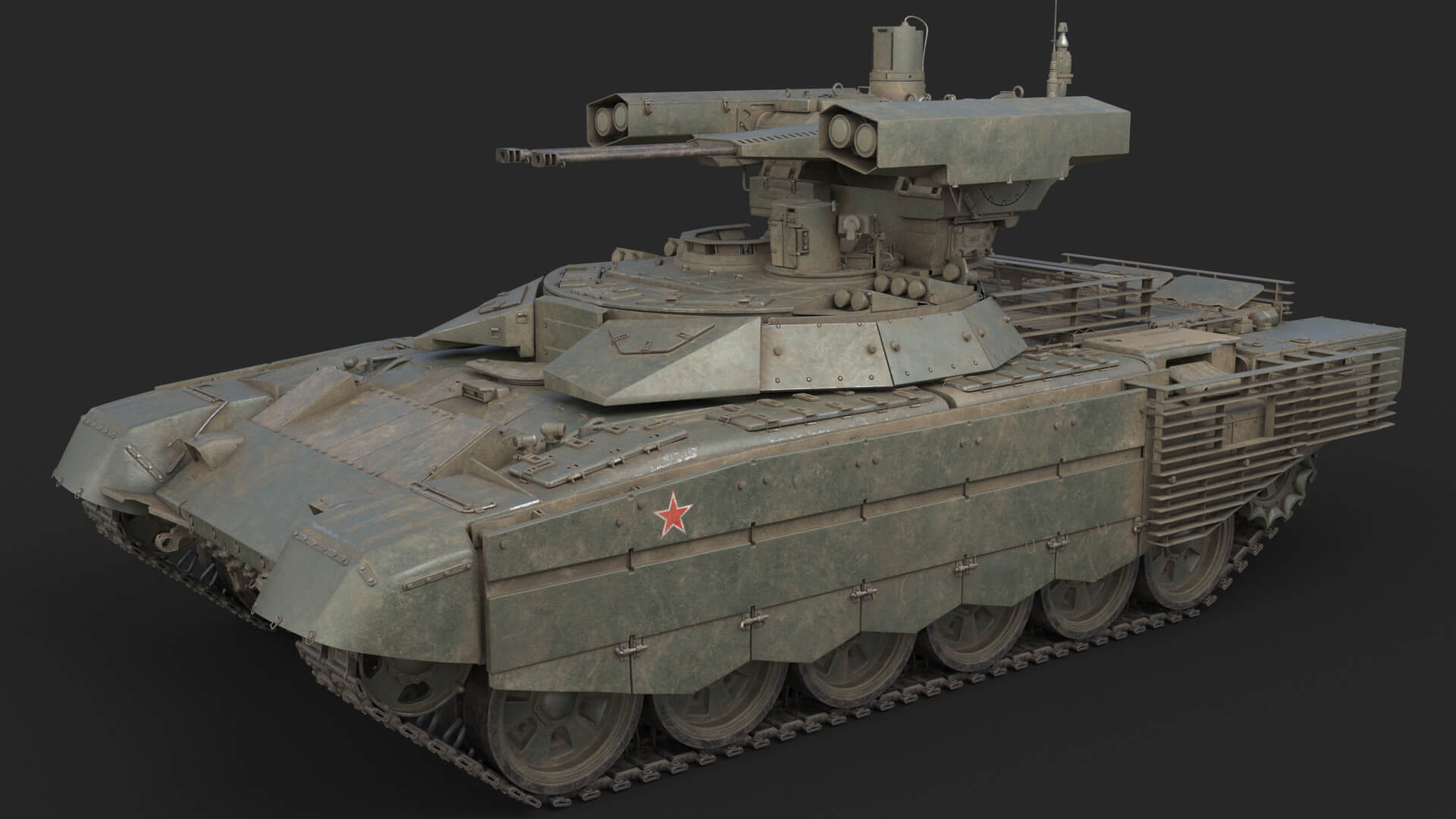 Tank Terminator Bmpt 72 Green Dirty - 3D Model by Mak21