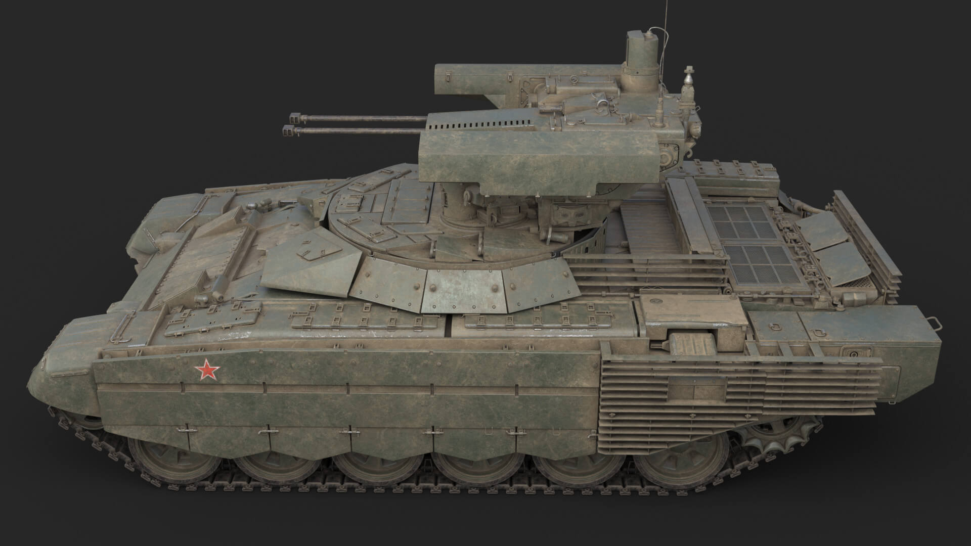 Tank Terminator Bmpt 72 Green Dirty - 3D Model by Mak21