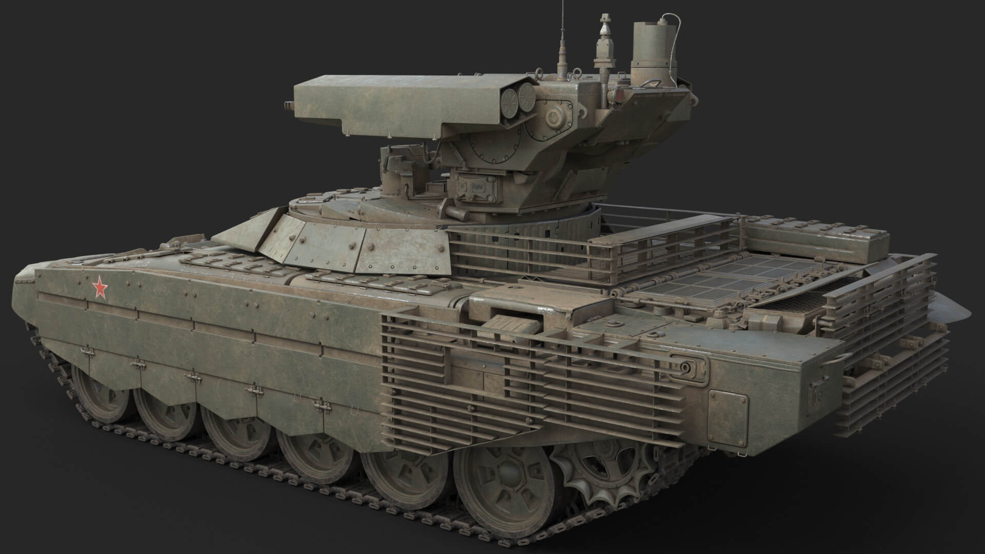 Tank Terminator Bmpt 72 Green Dirty - 3D Model by Mak21