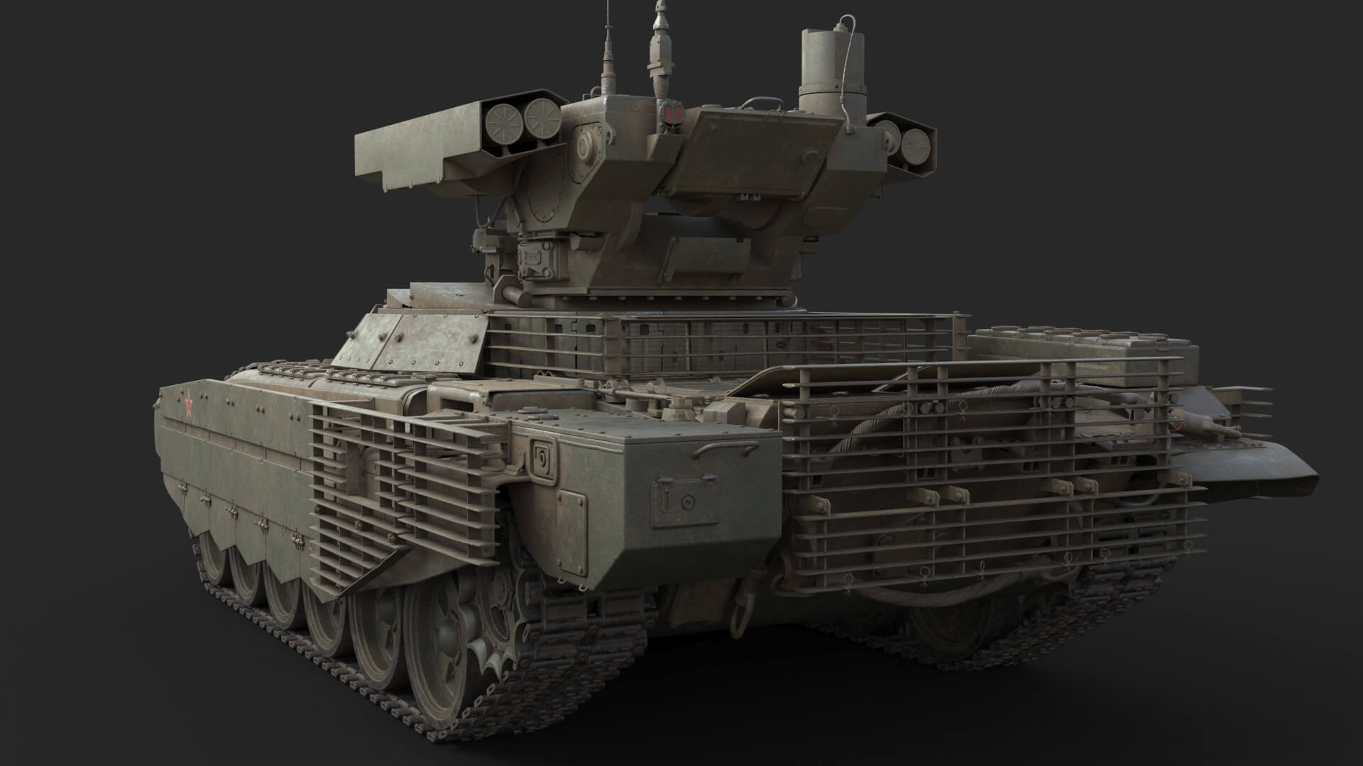 Tank Terminator Bmpt 72 Green Dirty - 3D Model by Mak21