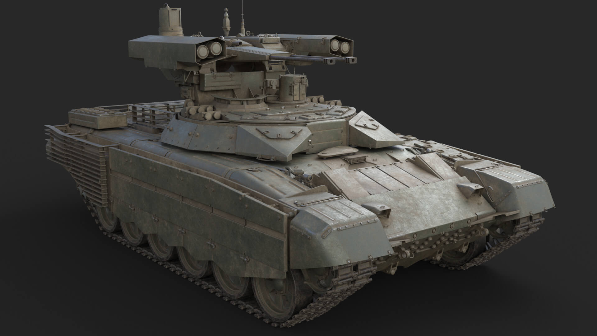Tank Terminator Bmpt 72 Green Dirty - 3D Model by Mak21