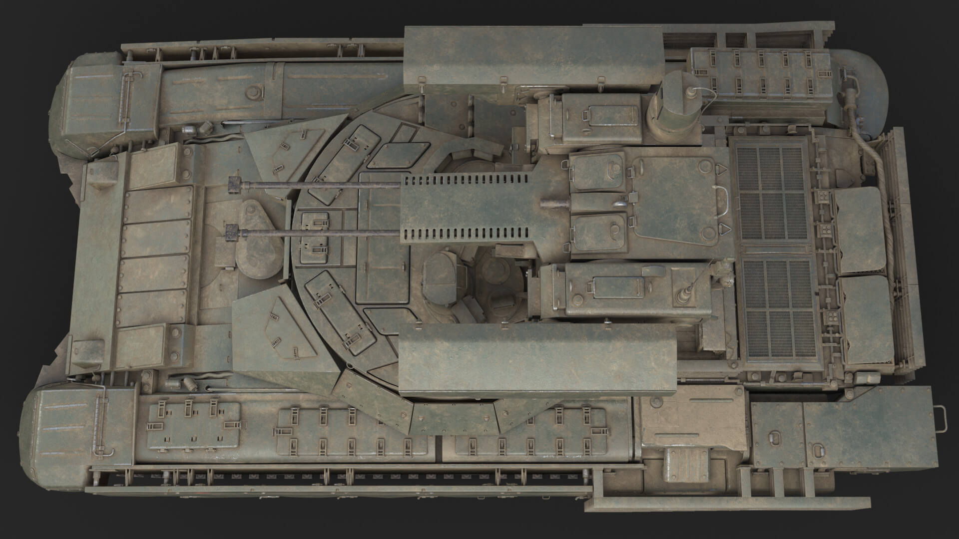 Tank Terminator Bmpt 72 Green Dirty - 3D Model by Mak21