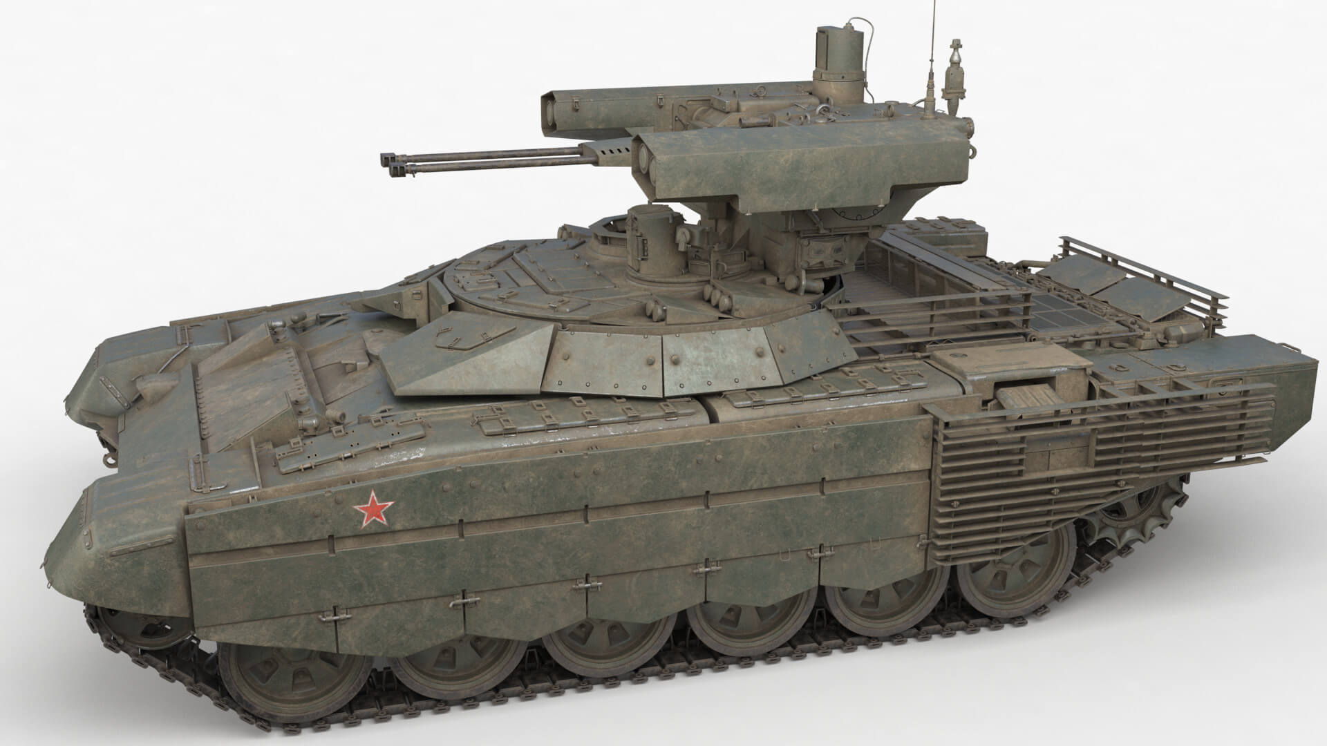 Tank Terminator Bmpt 72 Green Dirty - 3D Model by Mak21
