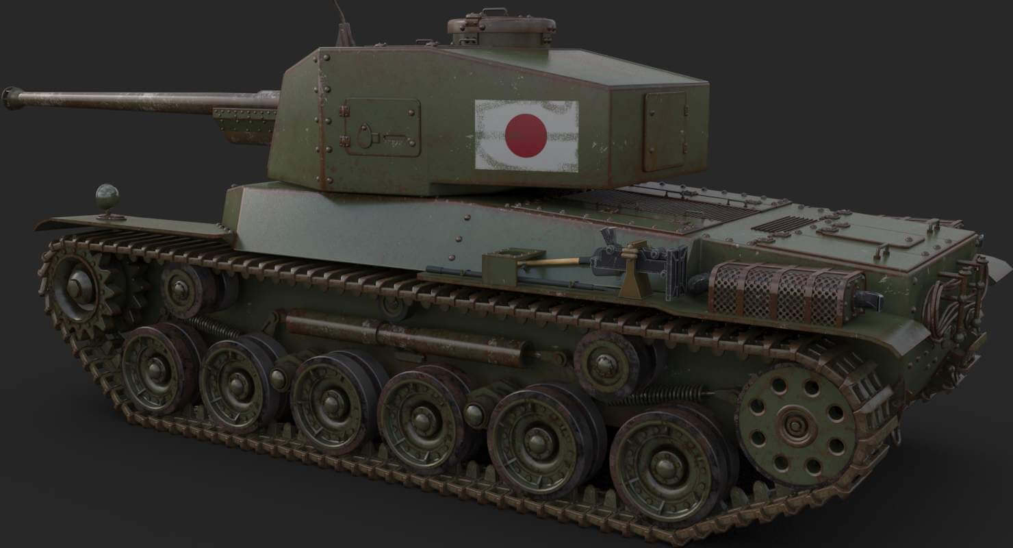 Tank Type 3 Chi-Nu Japan (Mental Ray) 3D Model by Mak21