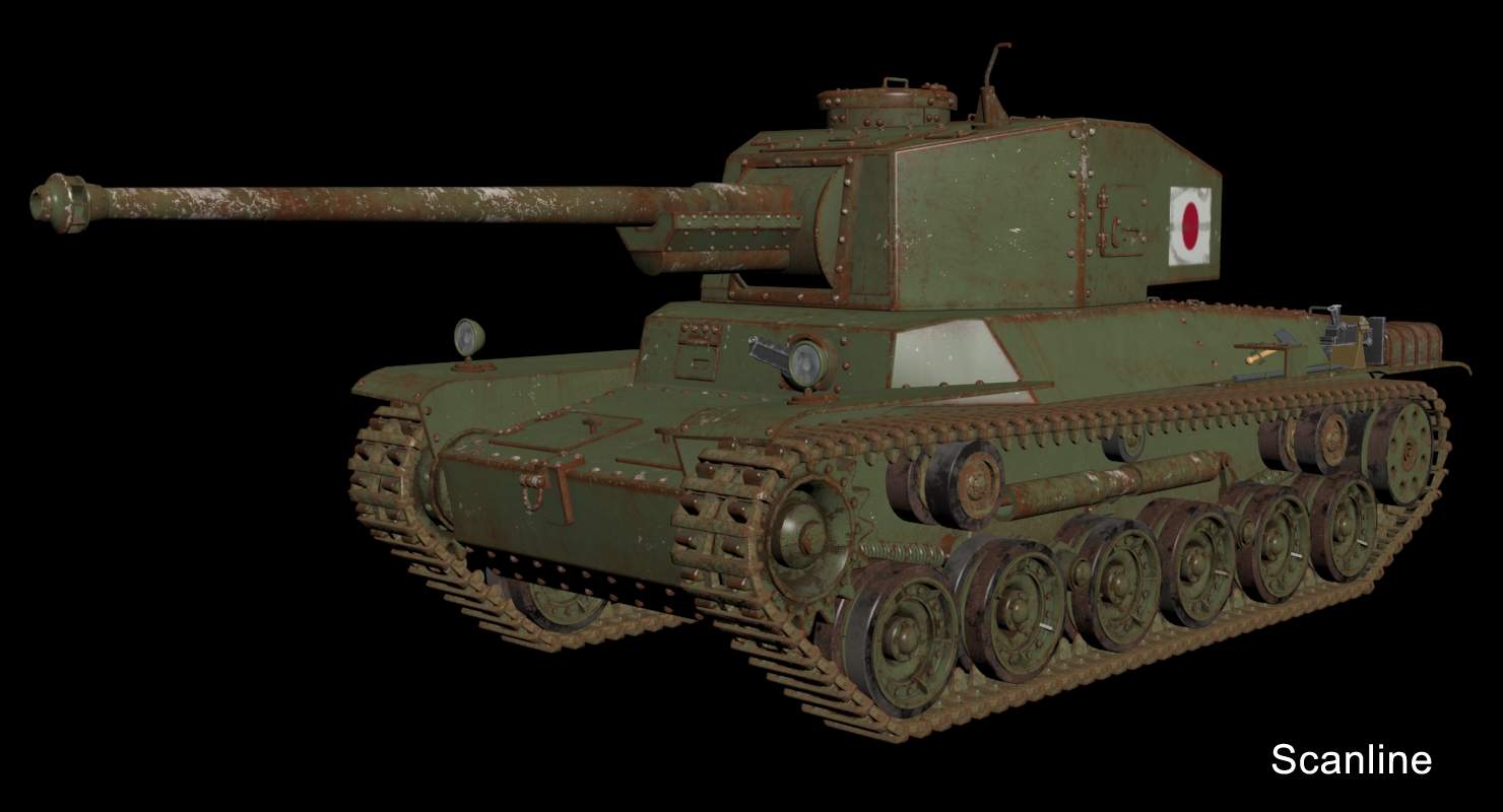 Tank Type 3 Chi-Nu Japan (Mental Ray) 3D Model by Mak21