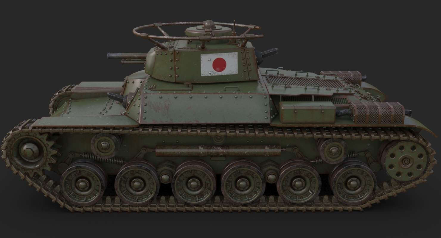 Tank Type 97 Chi Ha Green Japan (Mental Ray) - 3D Model by Mak21