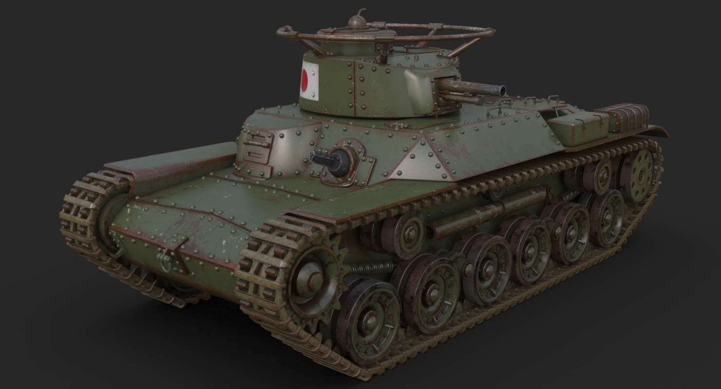 Tank Type 97 Chi Ha Green Japan (Mental Ray) - 3D Model by Mak21
