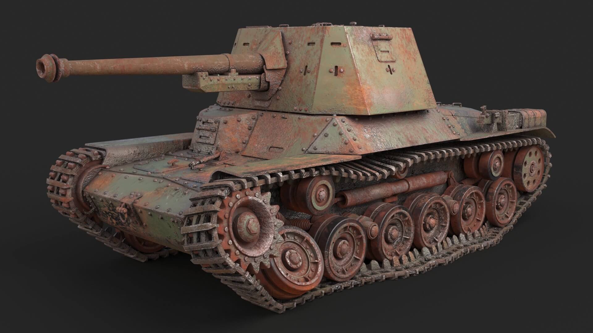 Type 3 Ho Ni III Destroyed - 3D Model by Mak21