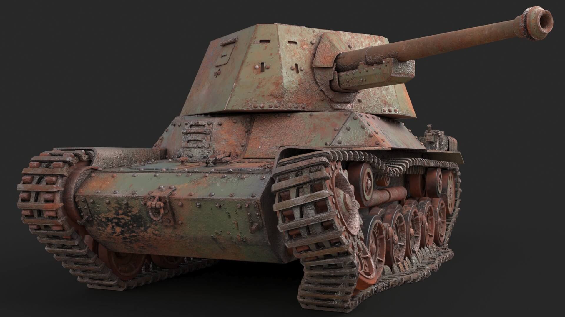 Type 3 Ho Ni III Destroyed - 3D Model by Mak21