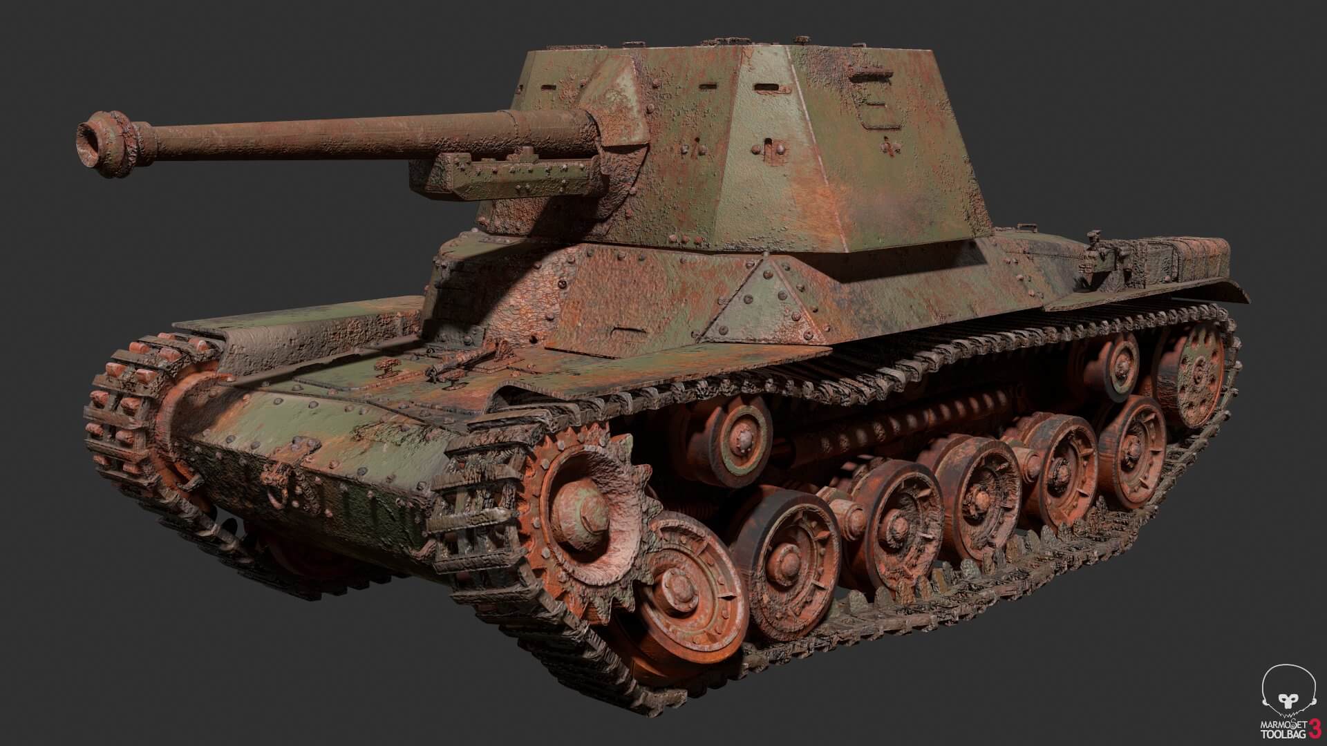 Type 3 Ho Ni III Destroyed - 3D Model by Mak21
