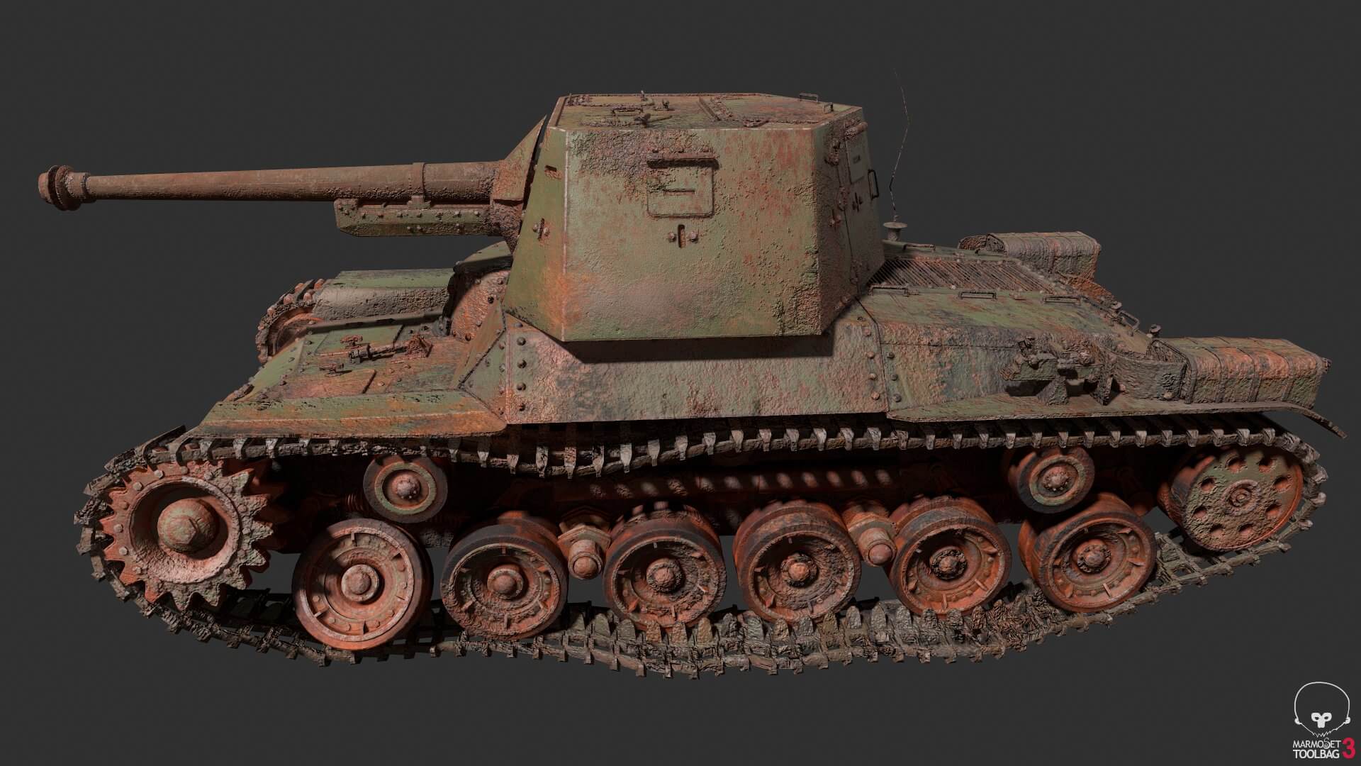 Type 3 Ho Ni III Destroyed - 3D Model by Mak21