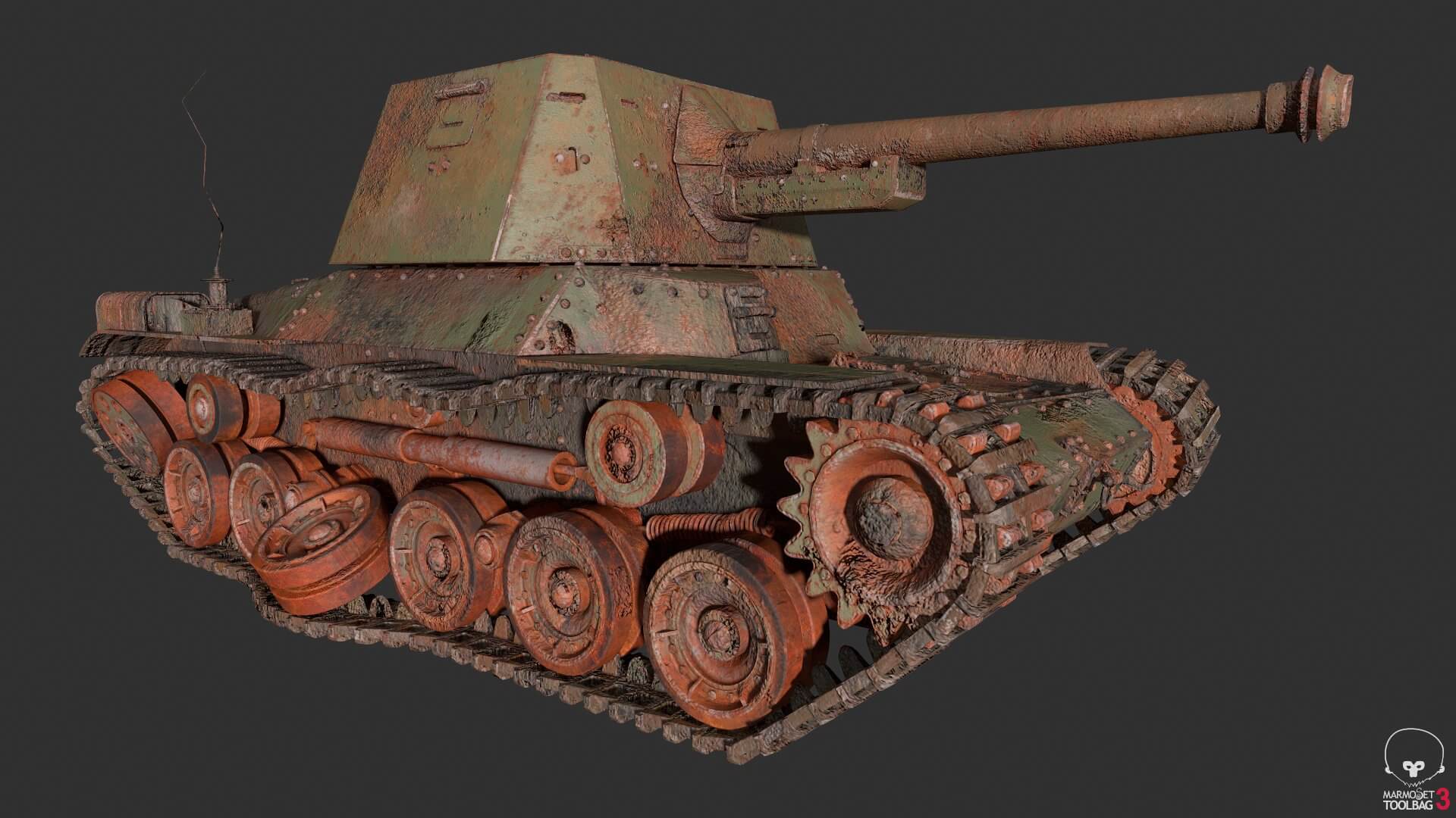 Type 3 Ho Ni III Destroyed - 3D Model by Mak21