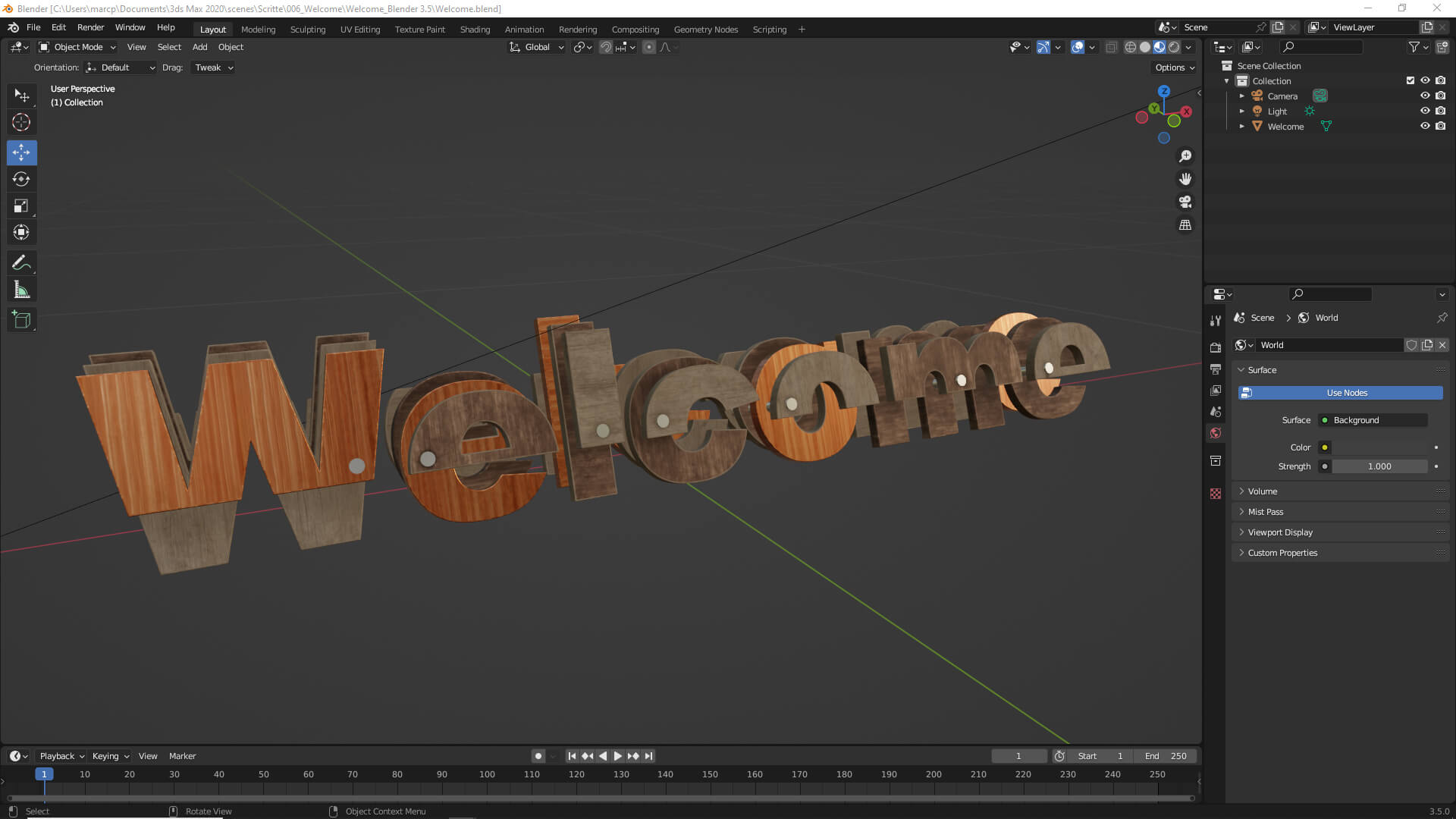Welcome Written Wood - 3D Model by Mak21