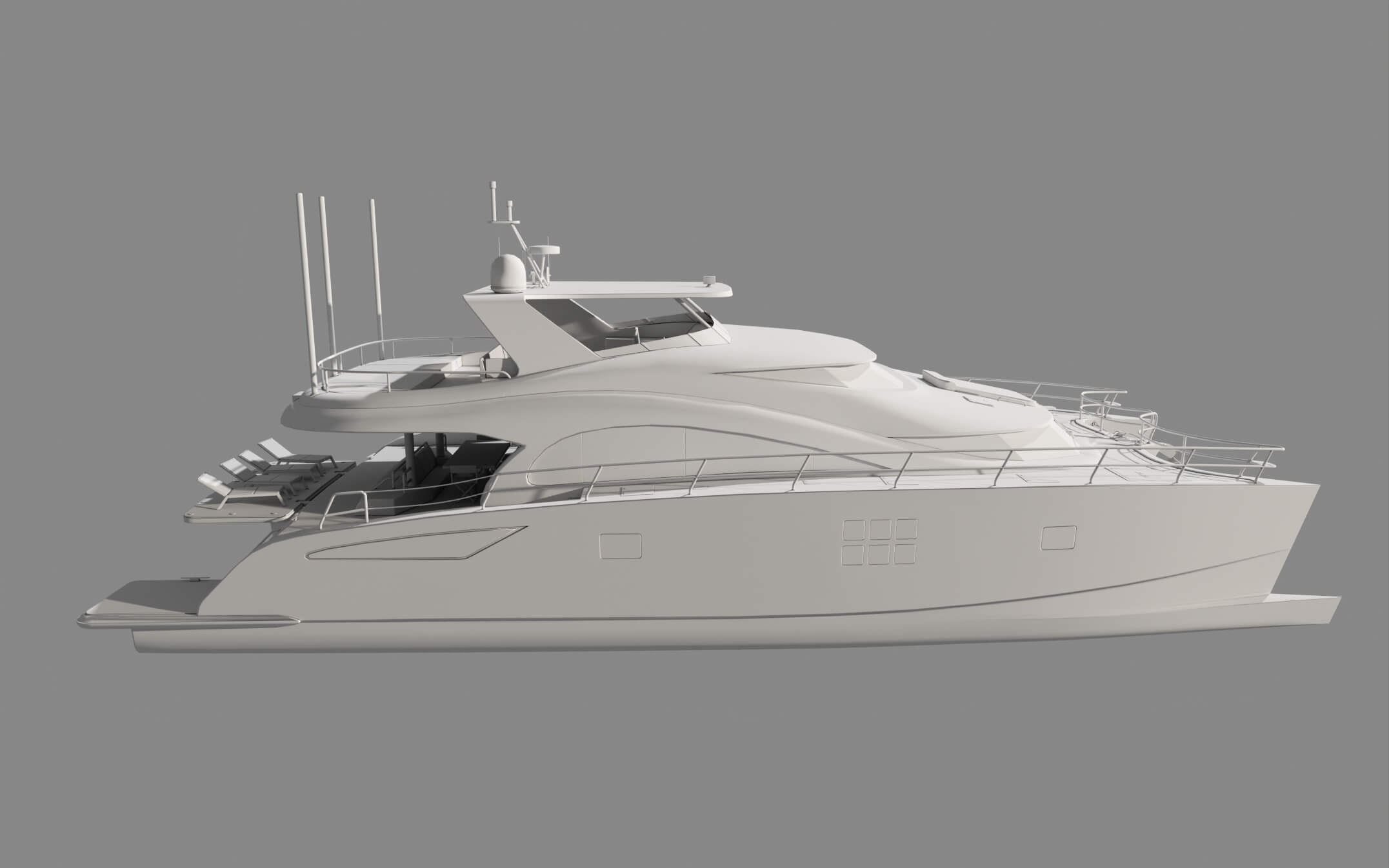 Mega Yacht 3D Model by makeL