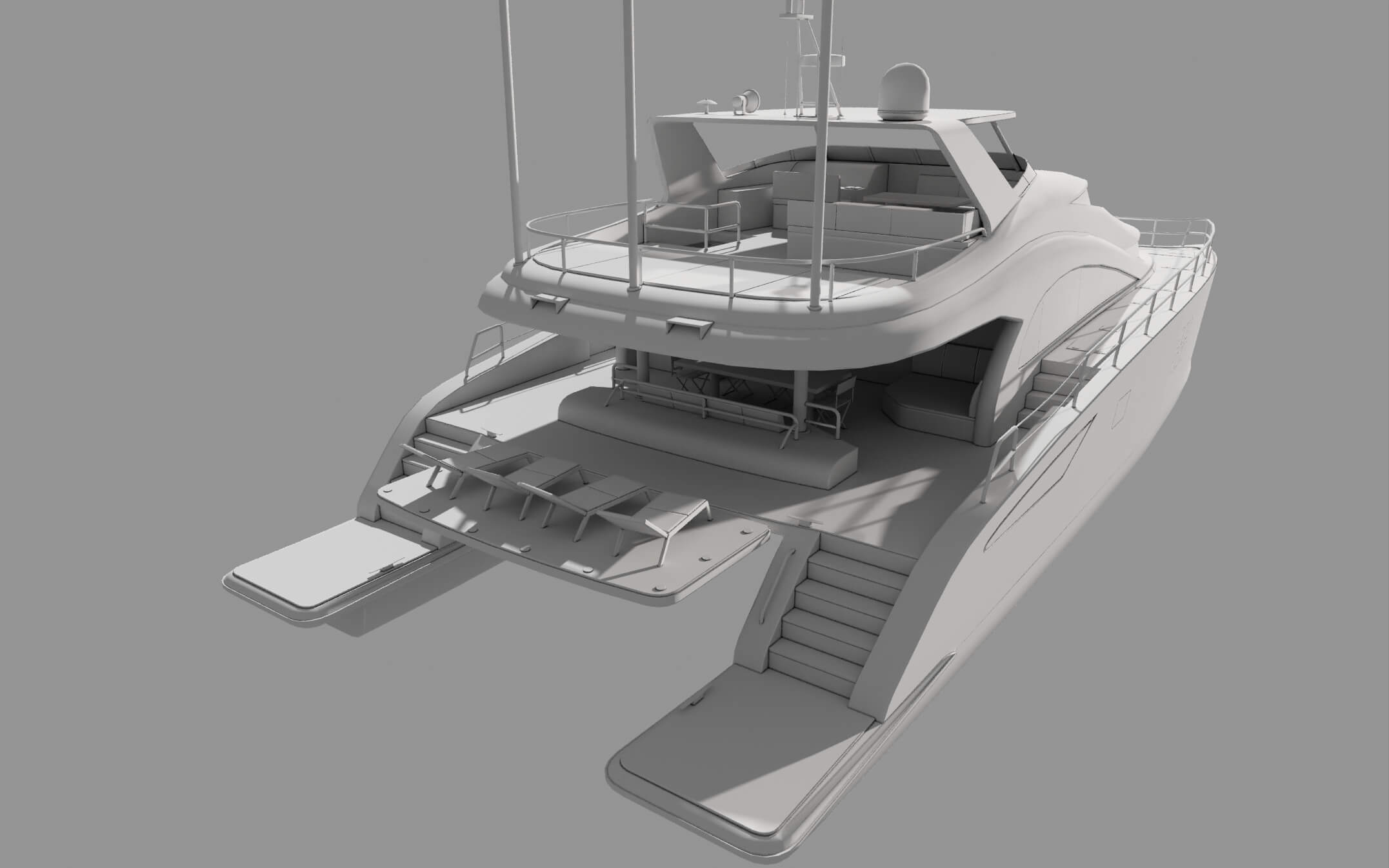 Mega Yacht 3D Model by makeL