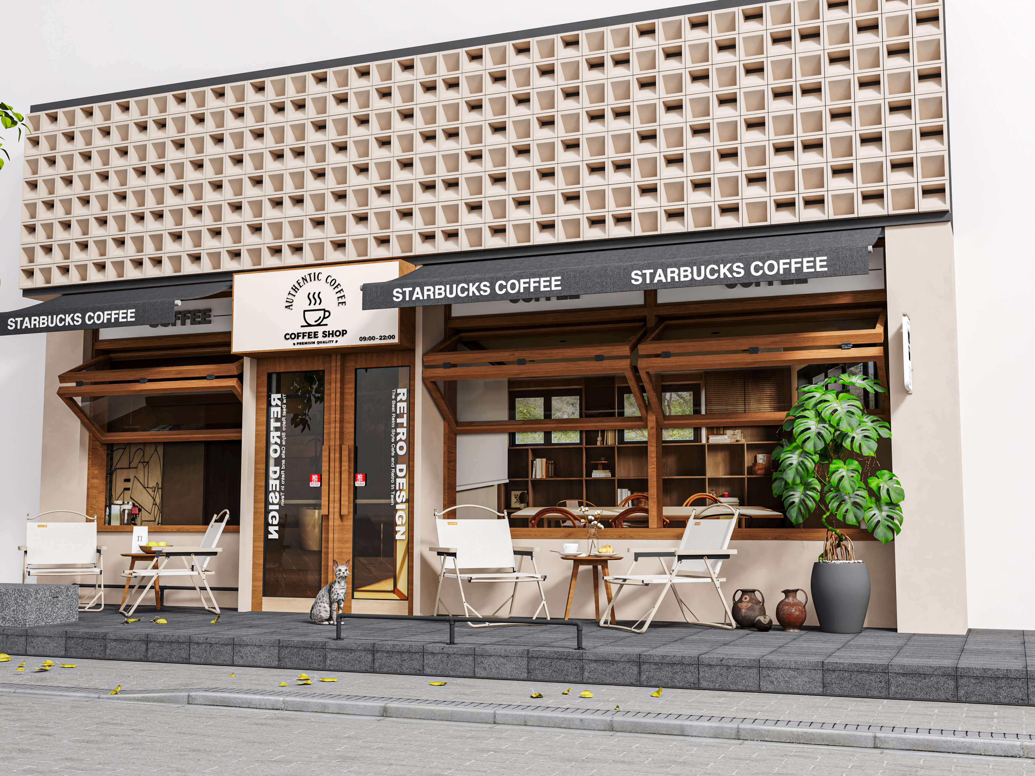 Storefront Shopfront Coffee Shop Retail City - 3D Model by Maker20