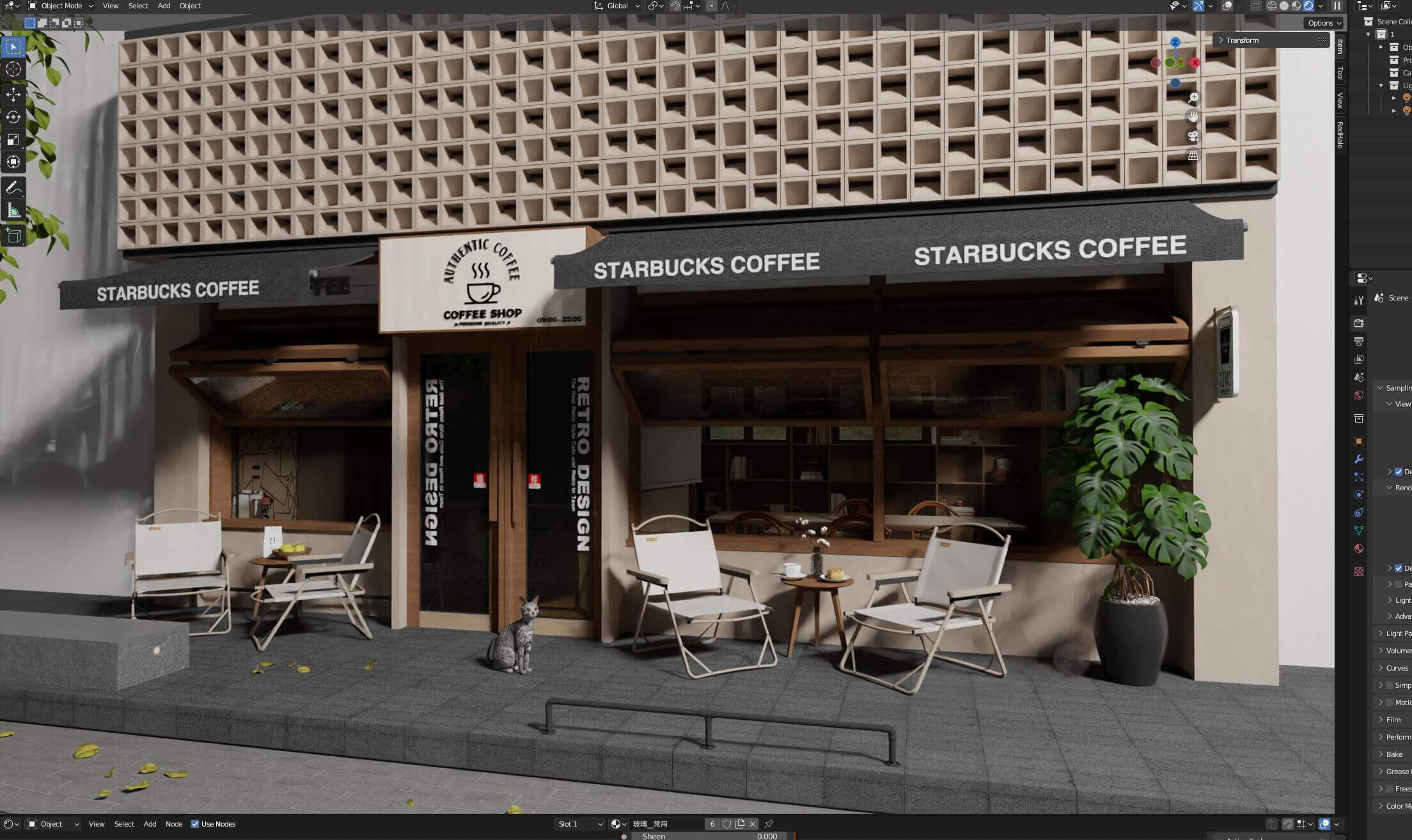 Storefront Shopfront Coffee Shop Retail City - 3D Model by Maker20