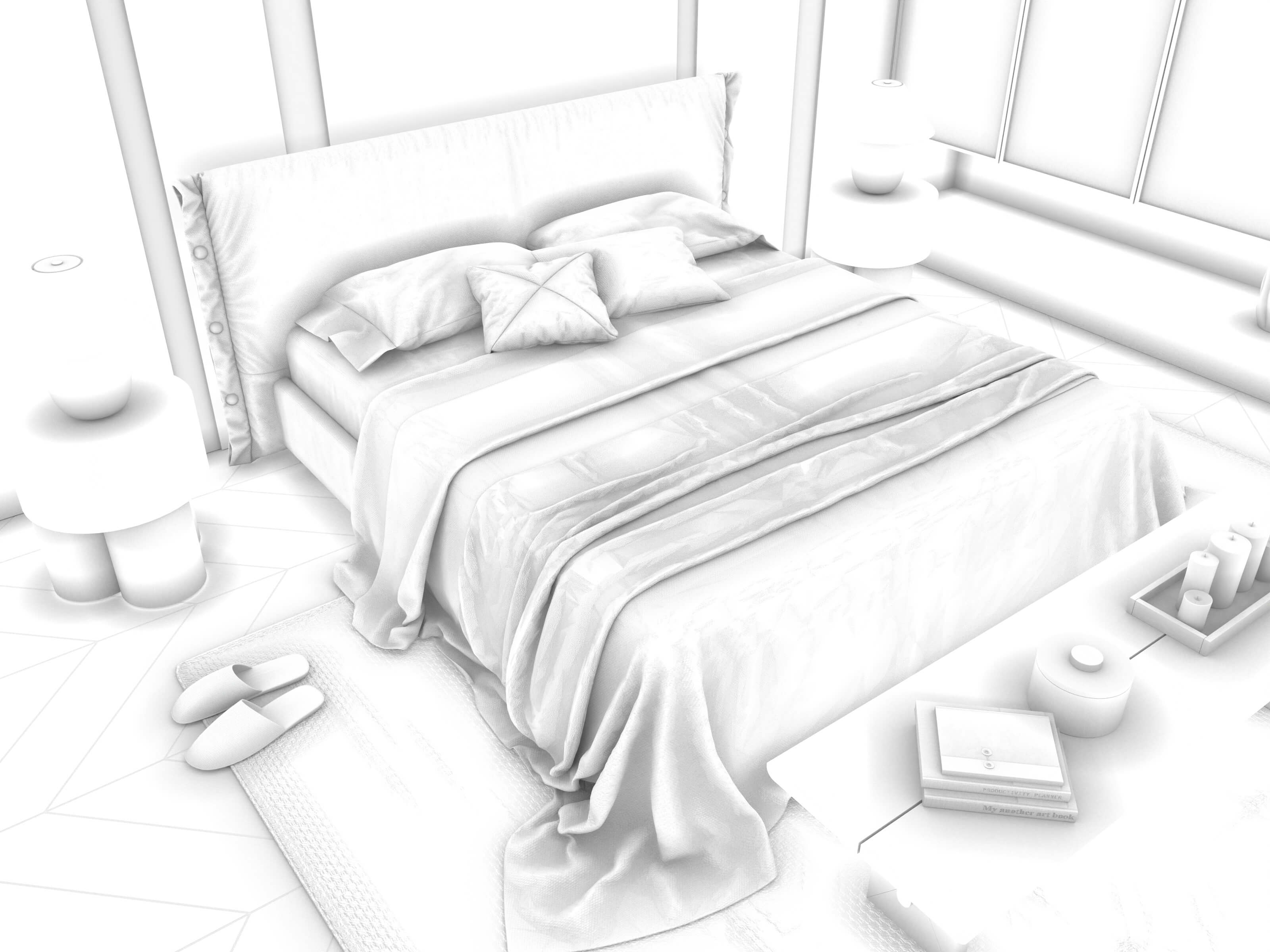 Cozy Bedroom Interior Scene - 3D Model by Maker20