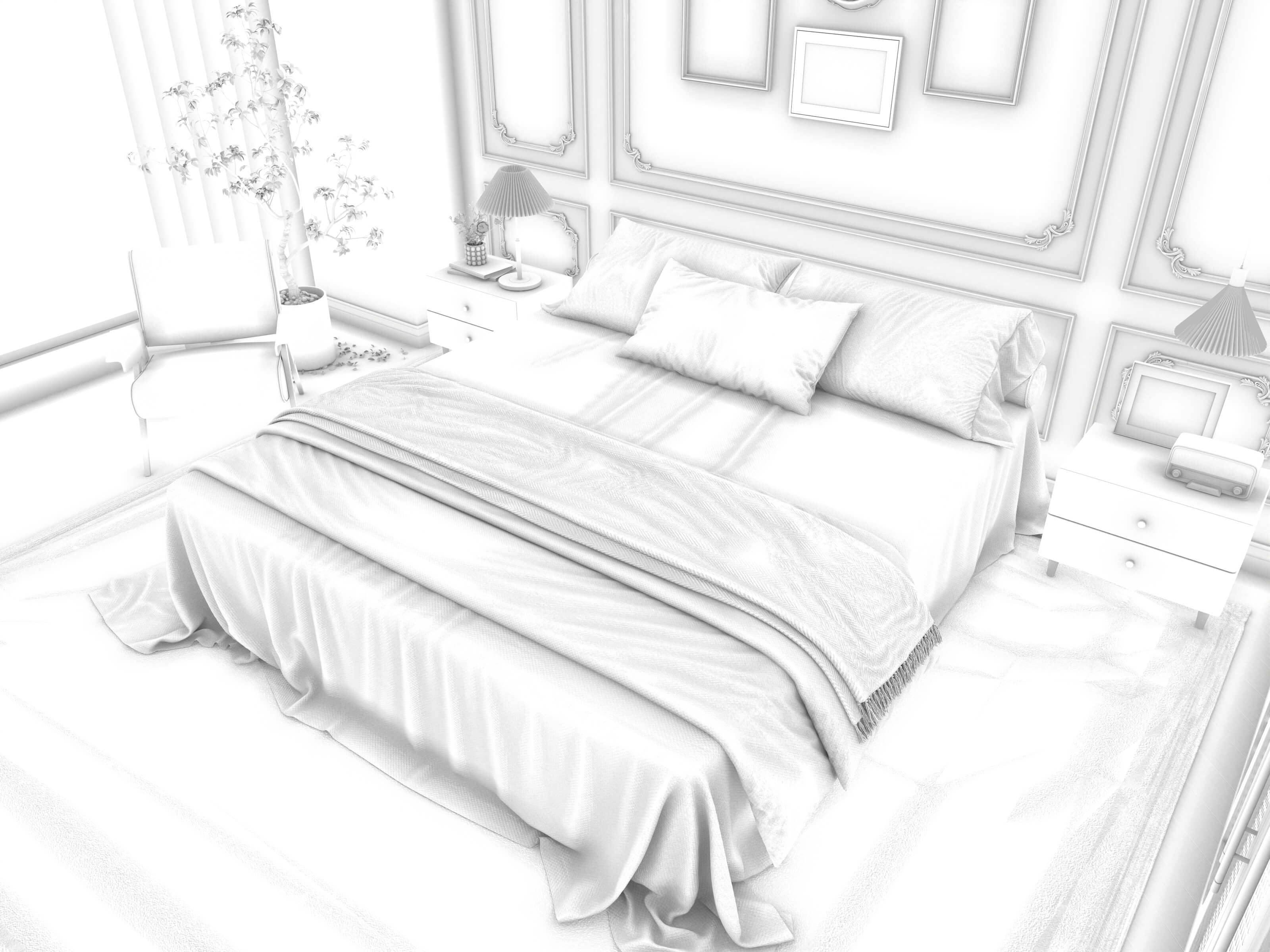 Cozy Bedroom Interior Scene - 3D Model by Maker20