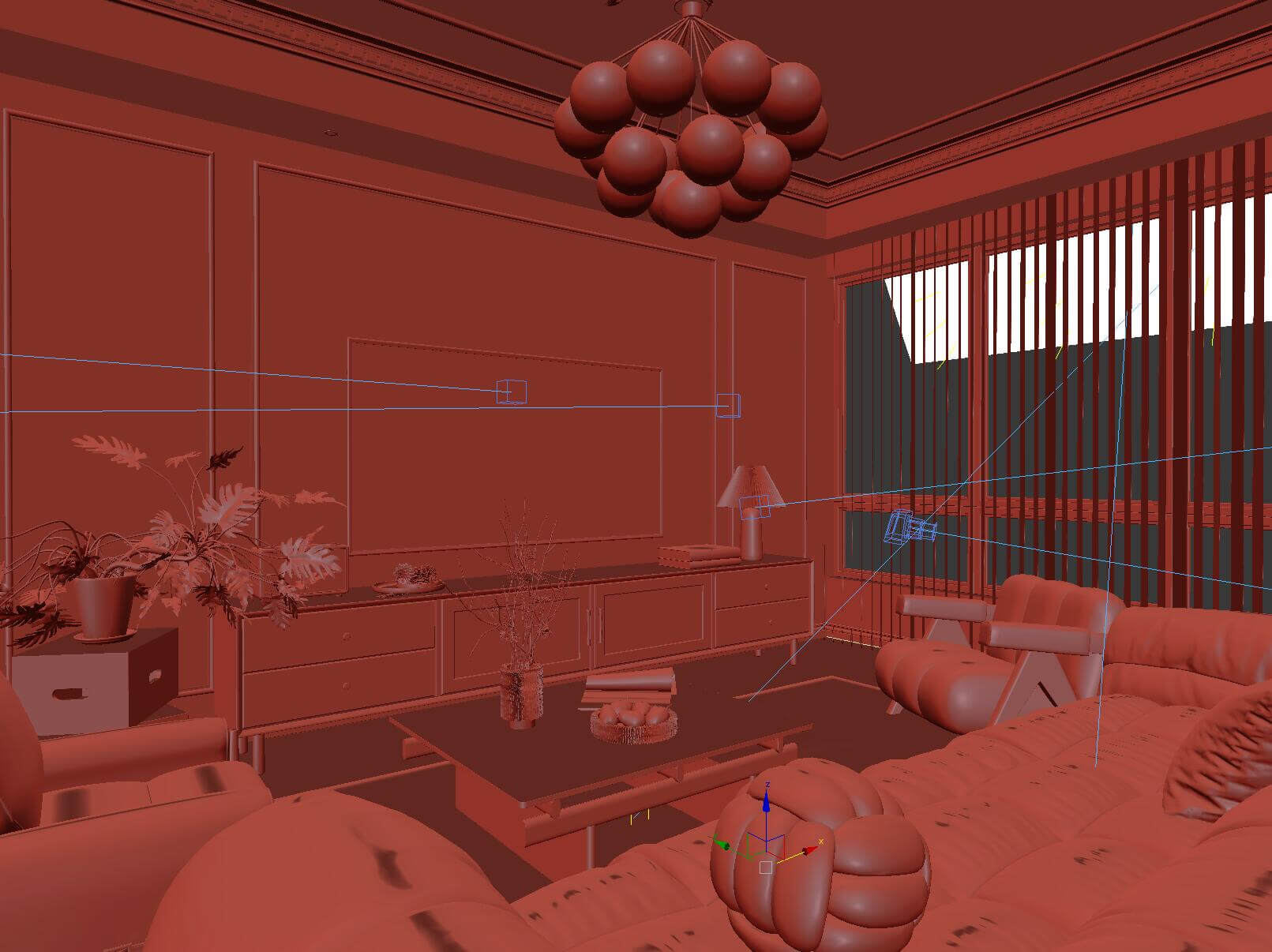 Interior Livingroom Scene - 3D Model by Maker20