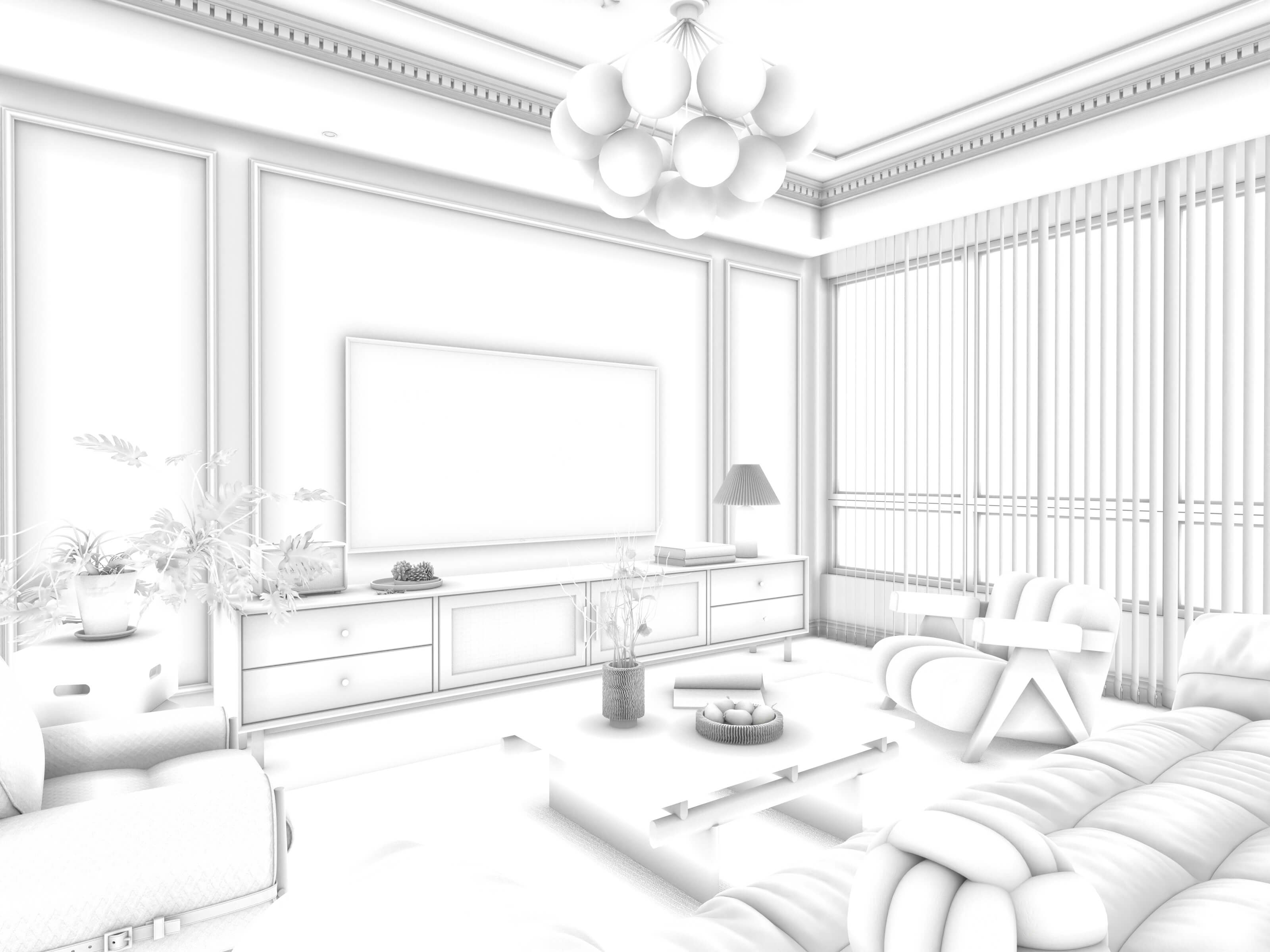 Interior Livingroom Scene - 3D Model by Maker20