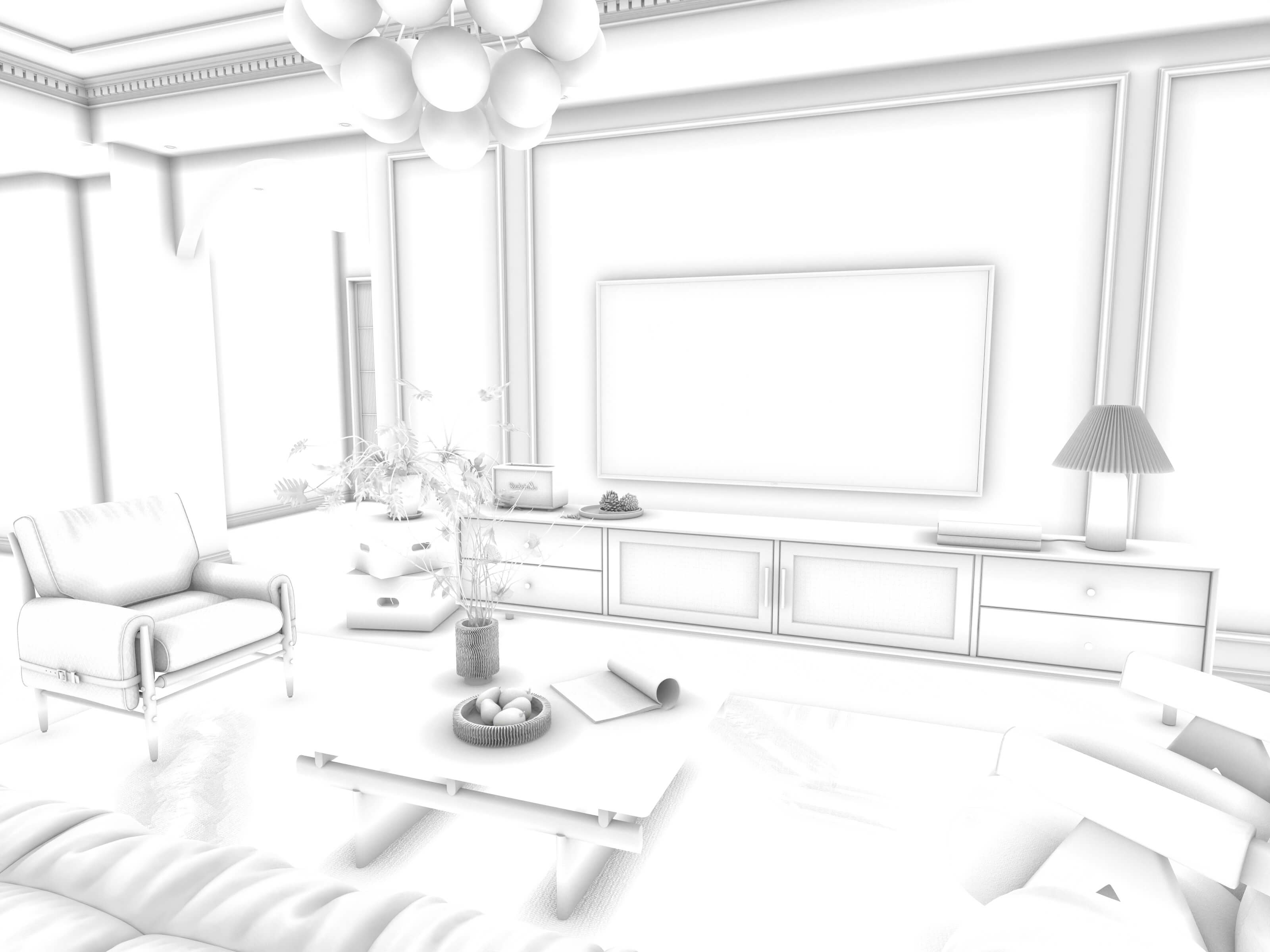 Interior Livingroom Scene - 3D Model by Maker20